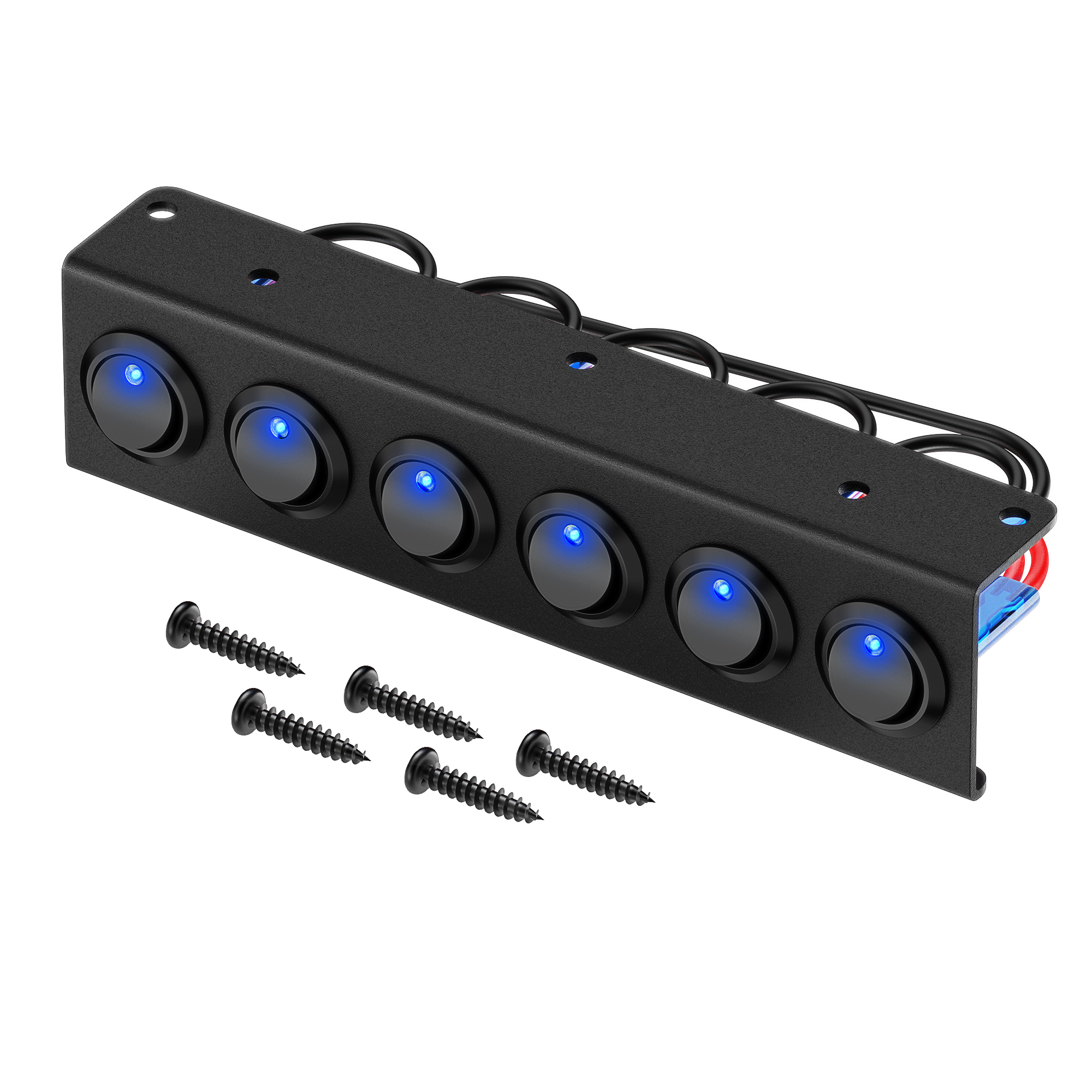 20a 12v Prewired 6 Gang Round Rocker Switch Panel With Dot Led Daier