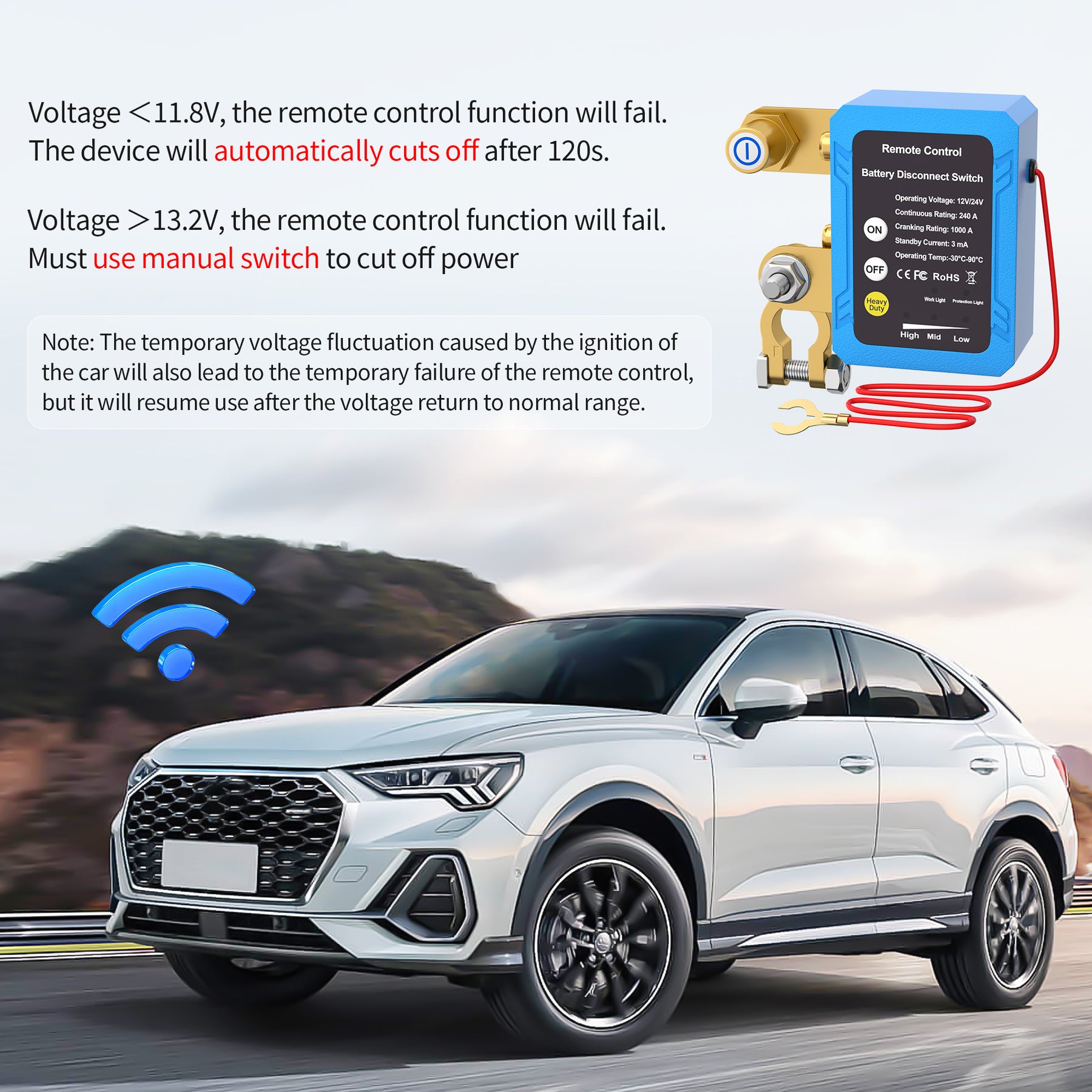 12V/24V 240A Automatic Disconnect ON-OFF Remote Control Battery Discon ...