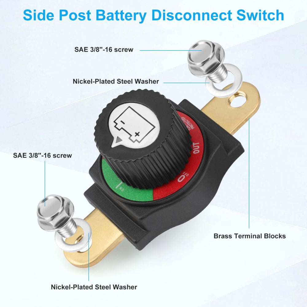 300A 12-48V DC Negative Side Post Battery Disconnect Switch In-Line Ma ...