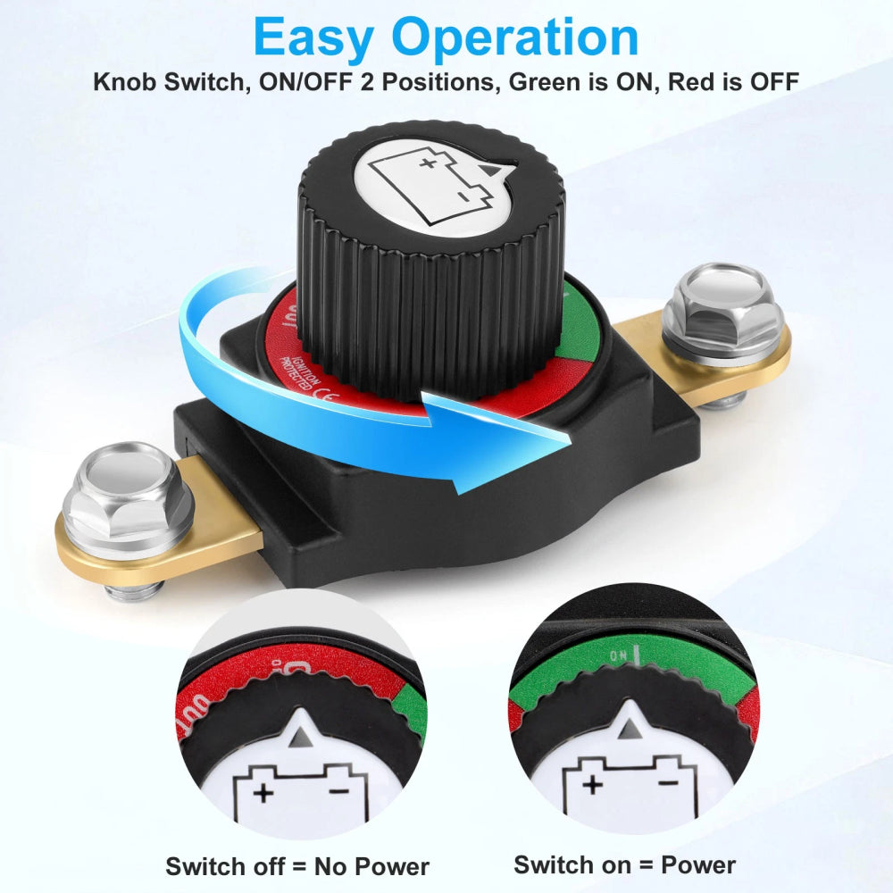 300A 12-48V DC Negative Side Post Battery Disconnect Switch In-Line Ma ...