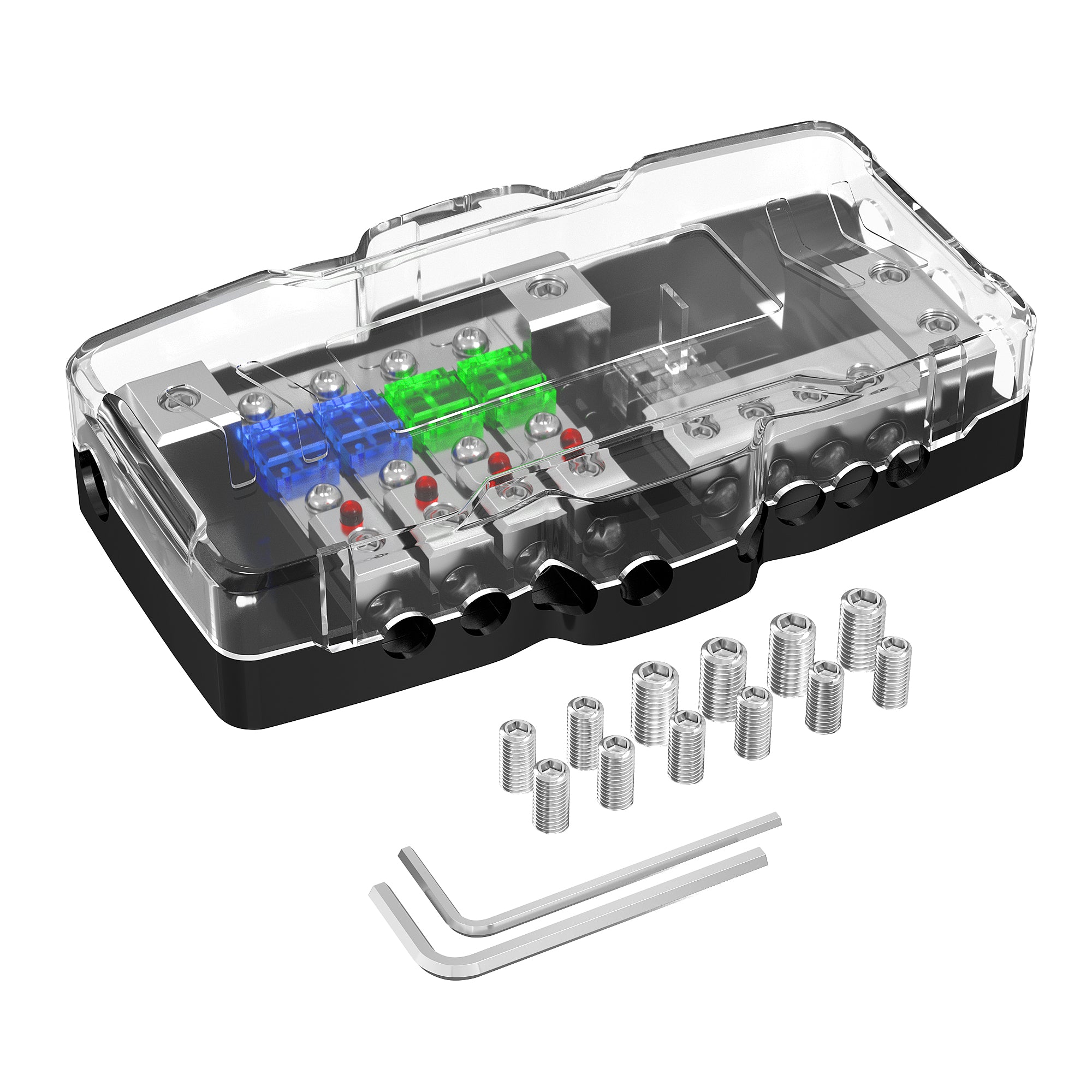 Car Audio 12V 0/4 Gauge 4 Way MIDI (Mini-ANL) Fuse Block with LED Indi ...