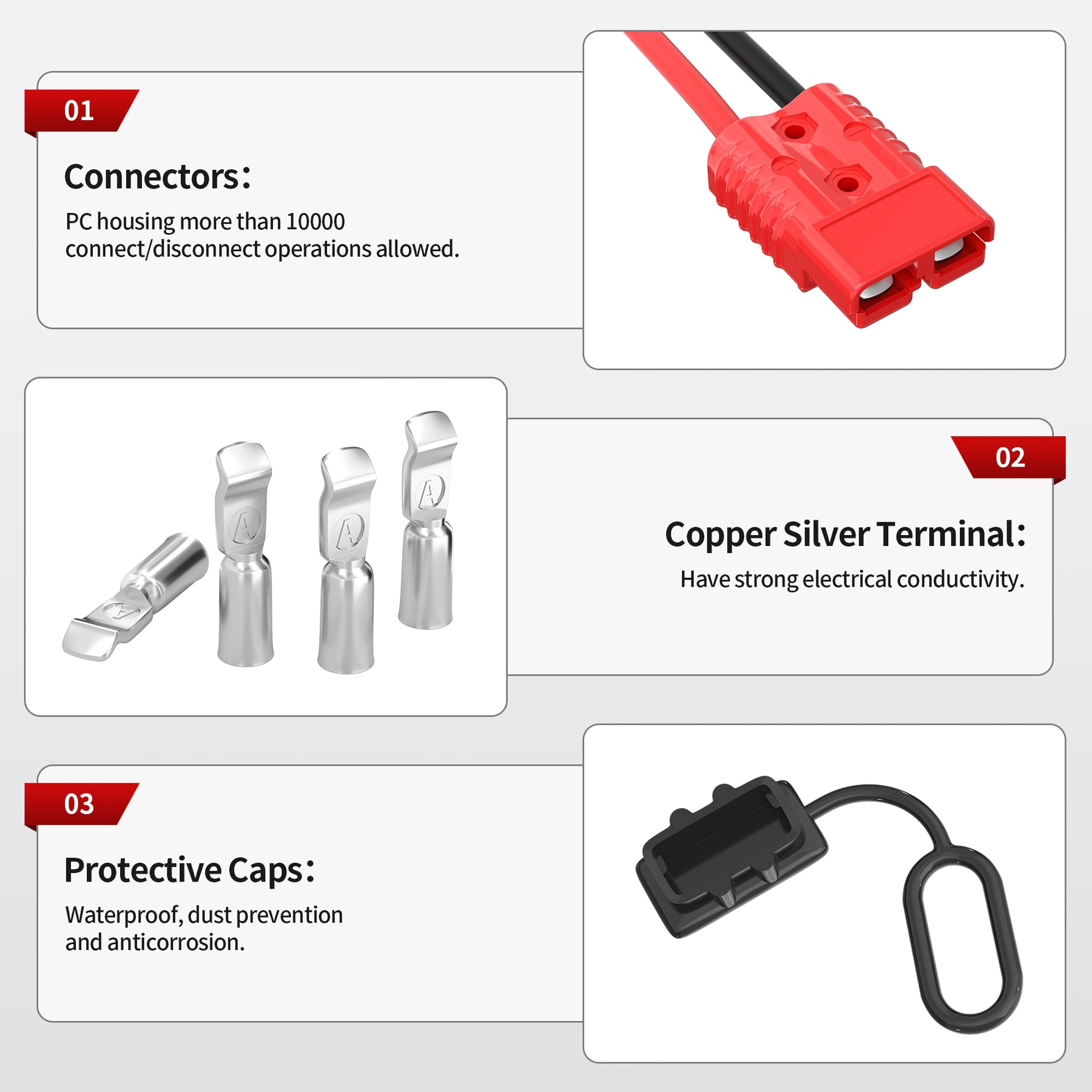 Pair of 175A Battery Quick Connector with 10FT & 4FT 2 Gauge Cables – DAIER
