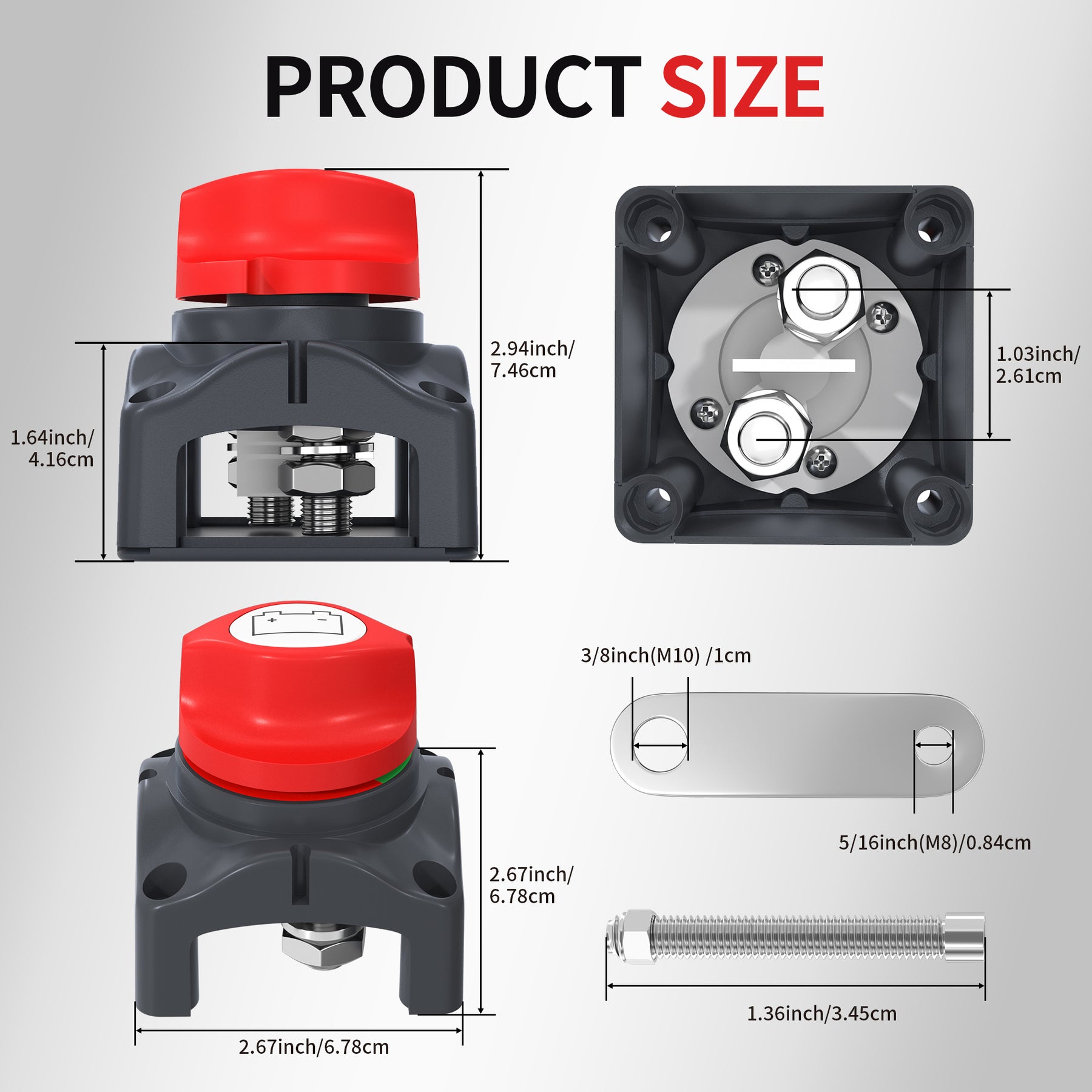 275A 12V-48V Battery Disconnect Switch ON-OFF Master Cutoff with M10 S ...