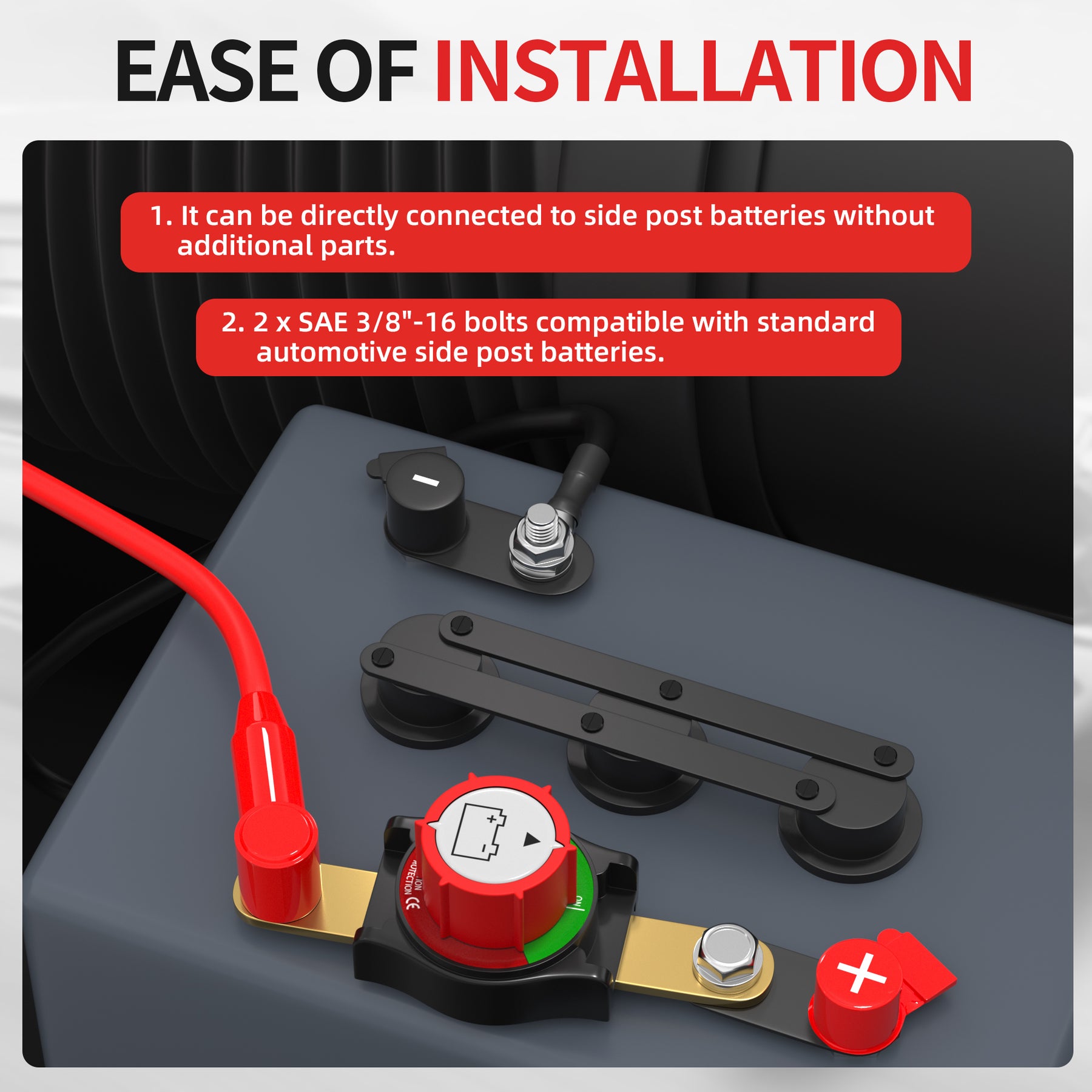 275A 12-48VDC ON-OFF Side Post Battery Master Disconnect Switch for Ma ...