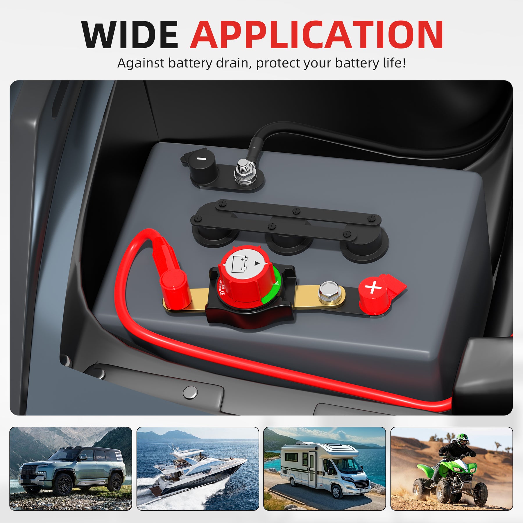 275A 12-48VDC ON-OFF Side Post Battery Master Disconnect Switch for Ma ...