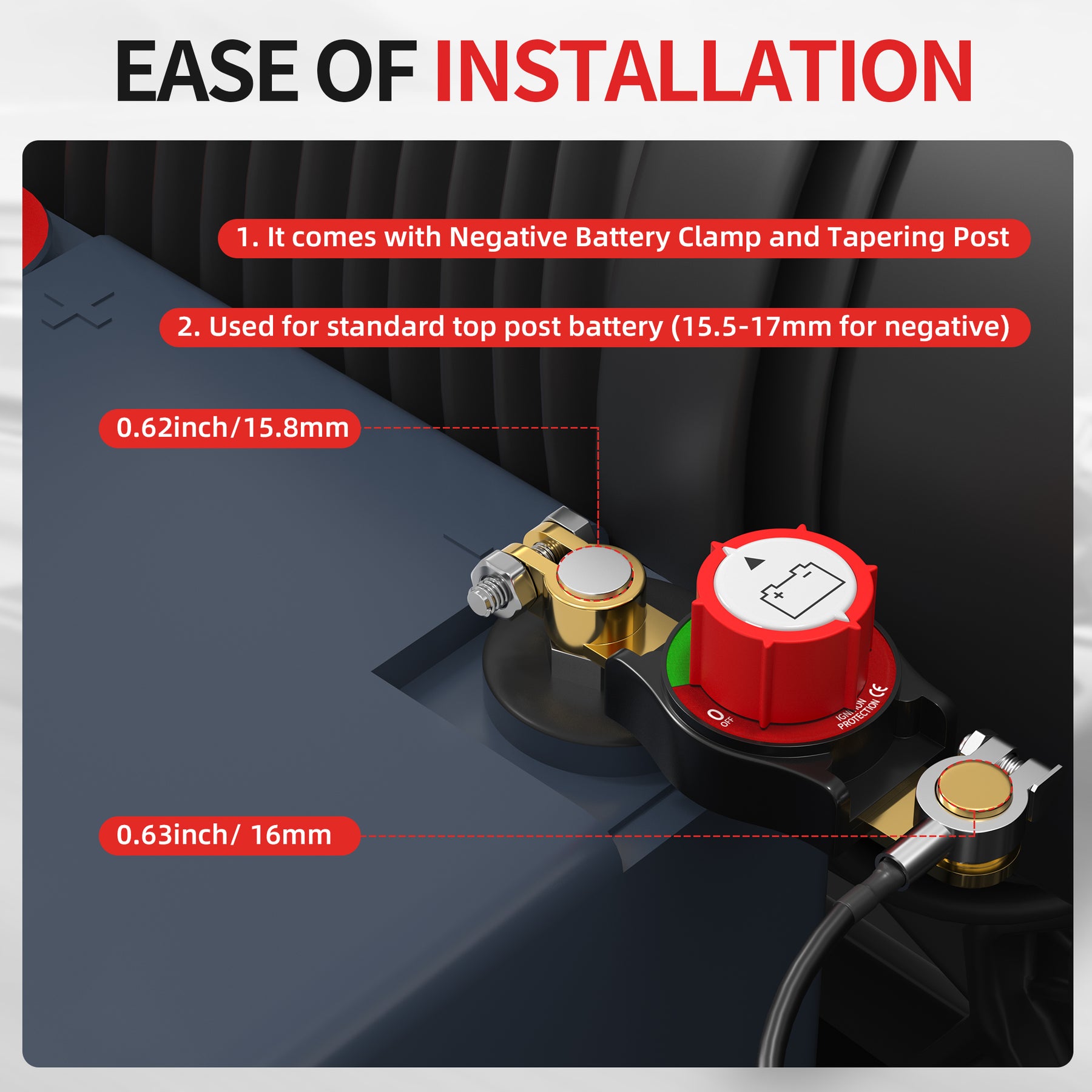 250A 12-48VDC ON-OFF Top Post Battery Disconnect Switch – DAIER