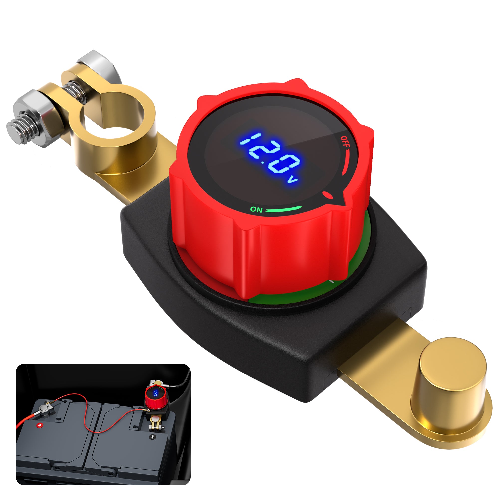 250A 5-60V DC Top Post Master Battery Cutoff Switch with Voltmeter Mas ...