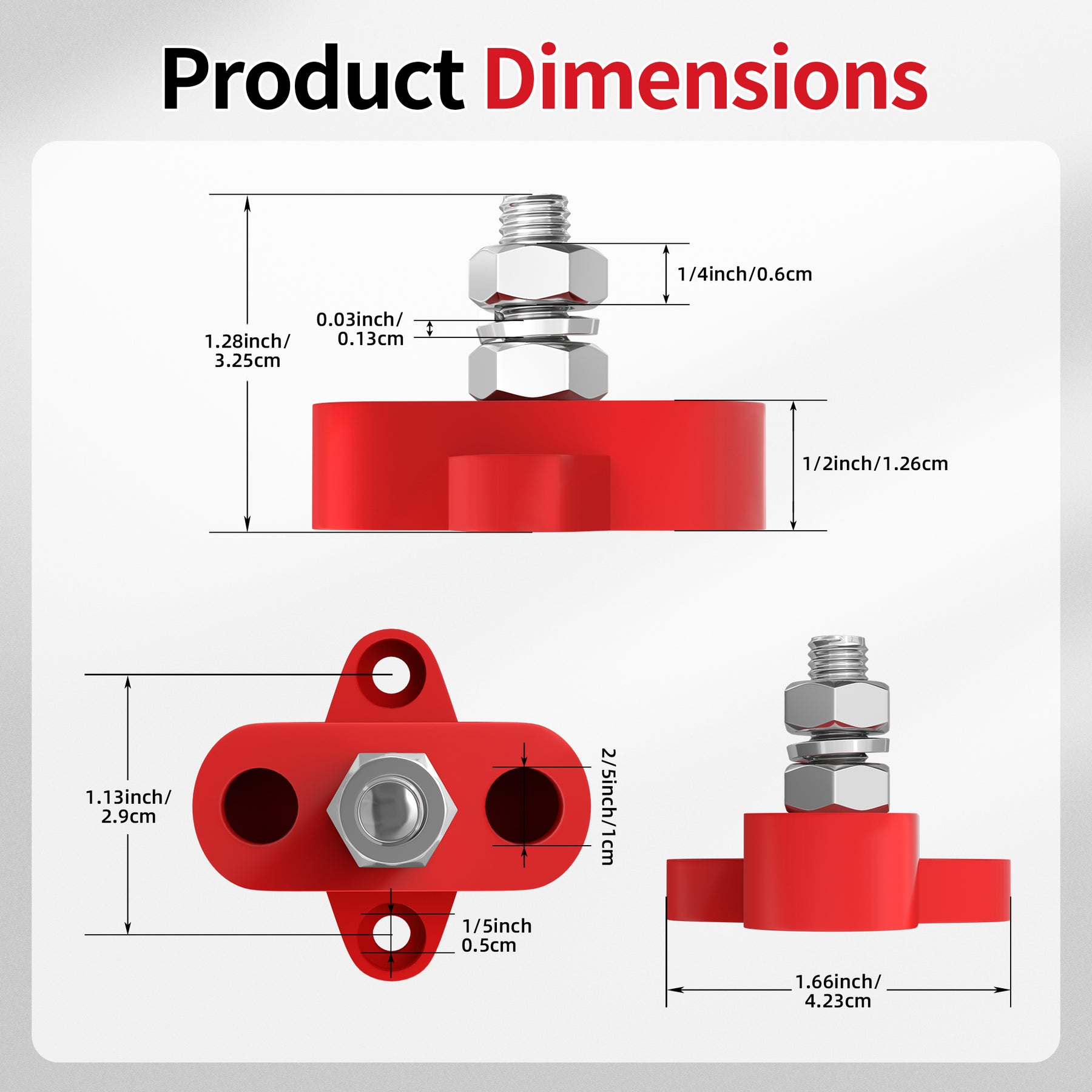BB1-1 M10/M8/M6 Single Post Power Battery Distribution Block – DAIER