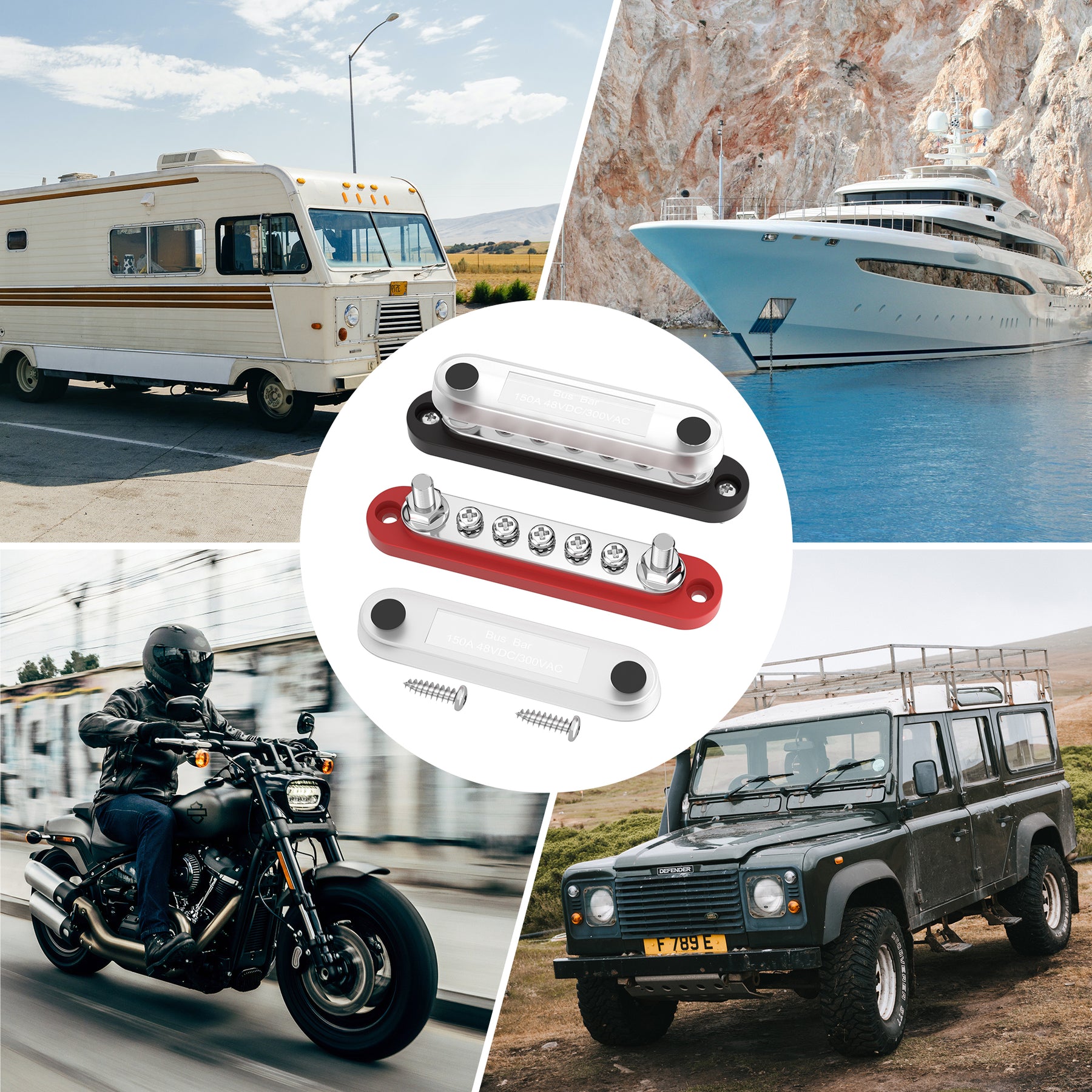 12V 150A Common Busbar 2 x M6 Studs and 5 x M4 Screws with Cover – DAIER