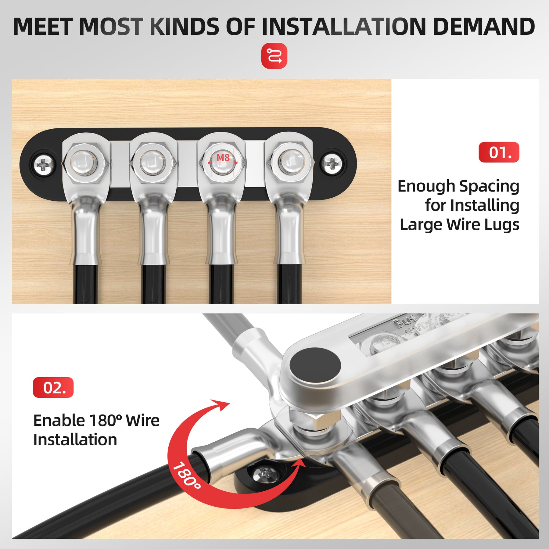 150A 48VDC 4x5/16" M8 Terminal Studs Marine Grade Busbar – DAIER