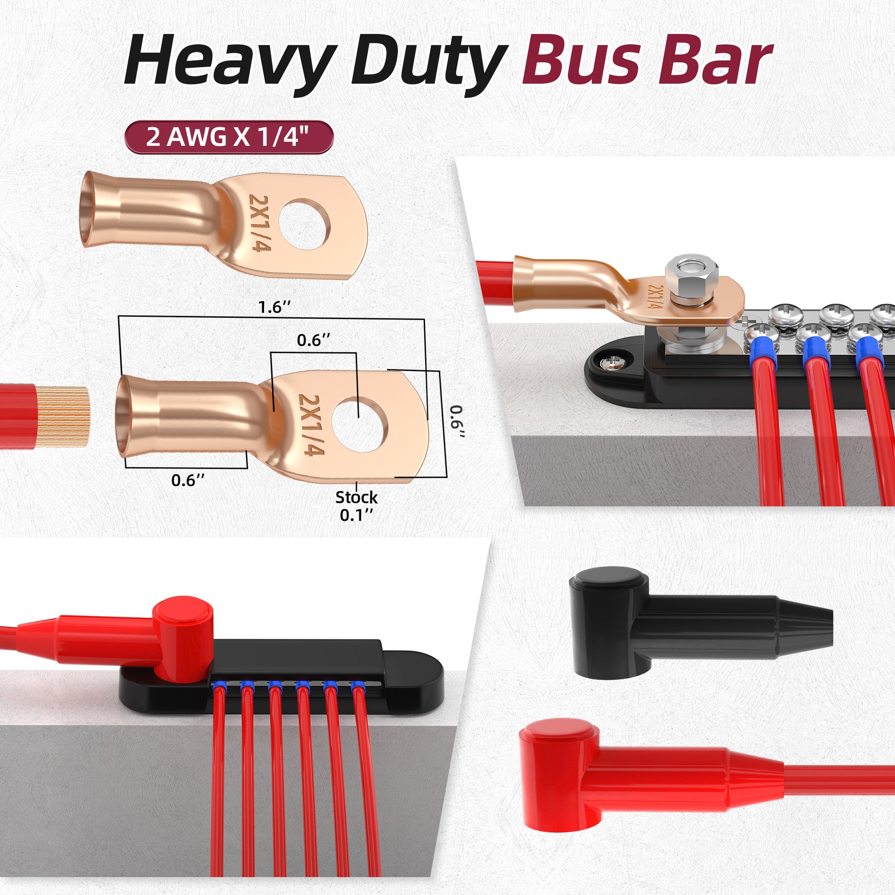 48VDC 150A 1×M6 Stud Marine Bus Bar With Cover and Terminals – DAIER