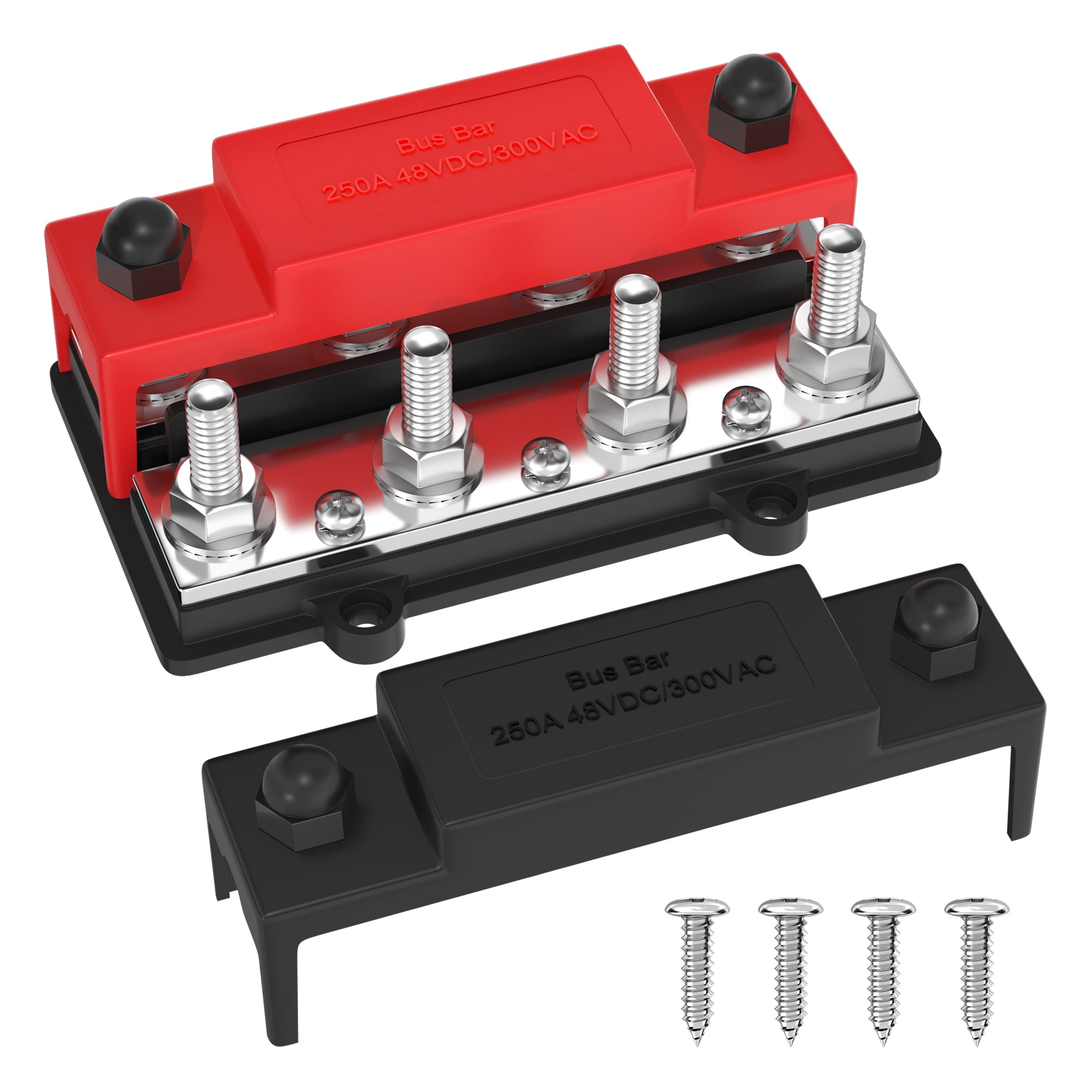 250A 4xM10 Dual Row Busbar Positive and Negative Power Distribution Bl ...