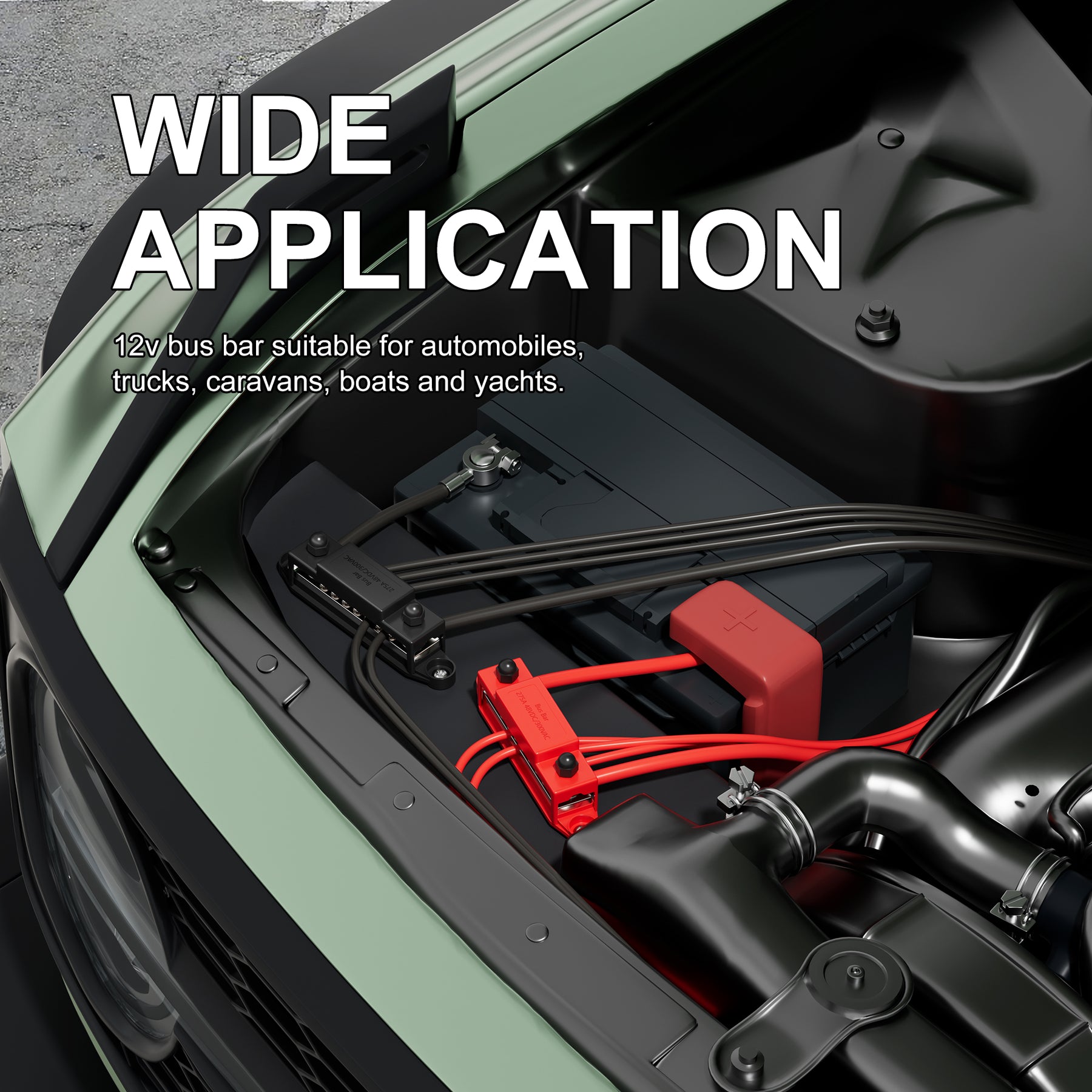275A 48VDC Bus Bar Terminal Block with 2xM8 Stud & 14xM4 Screw Screw ...