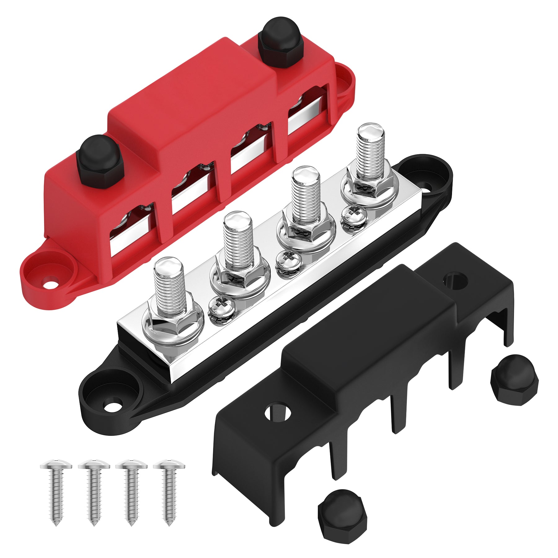 Bus Bar 400 Amp Solid Copper Busbar 4 Stud (5/16" Zinc, Black) Common ...