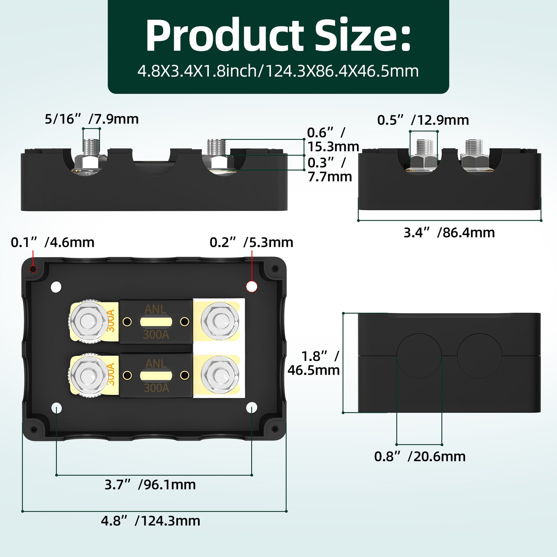 Waterproof Heavy Duty M8 Studs 1000A ANL Fuse Holder Box Kit – DAIER