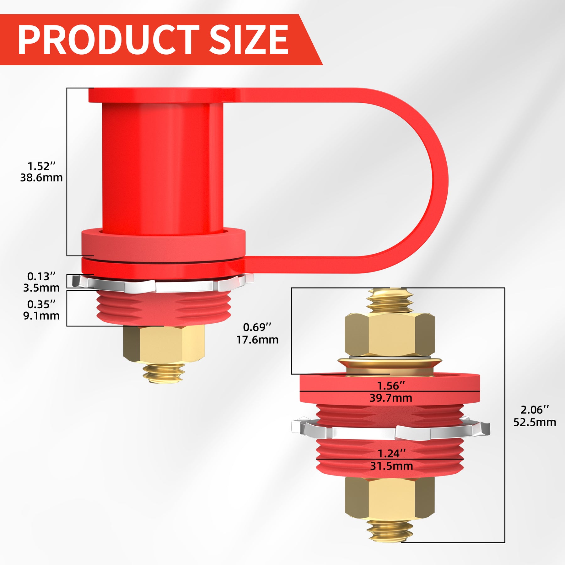 3/8" Stud 250A Thru Panel Cable Battery Charging Jump Post Kit with Co ...