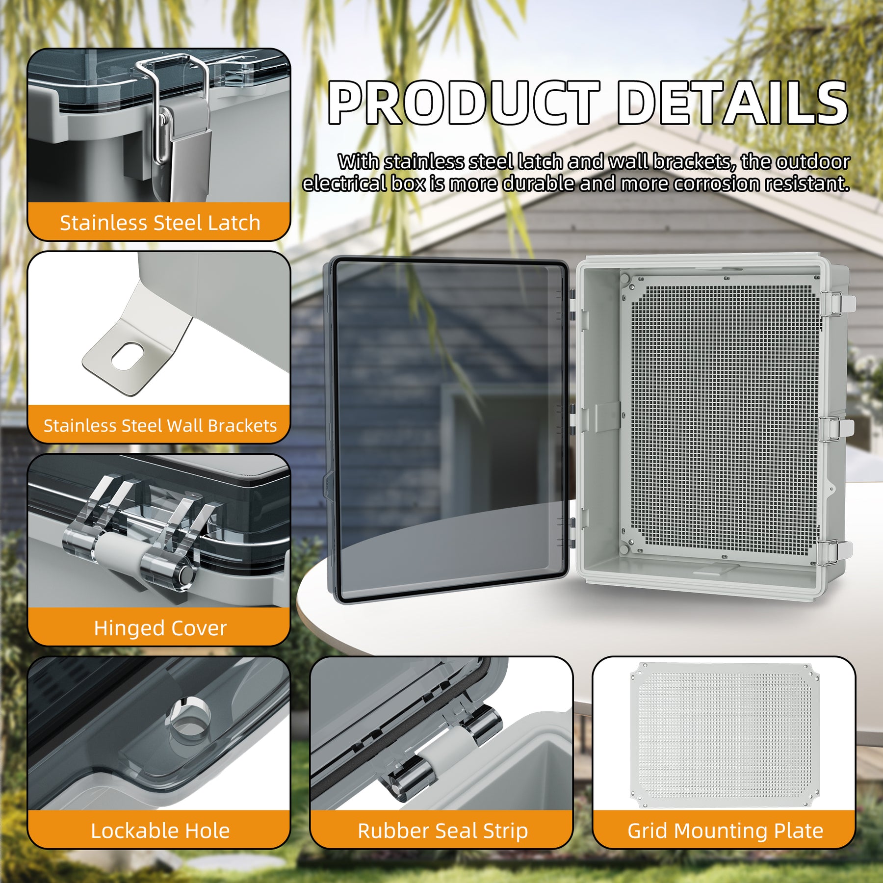 19.7"x15.7"x7.9" Transparent Waterproof Plastic Outdoor Electrical ...