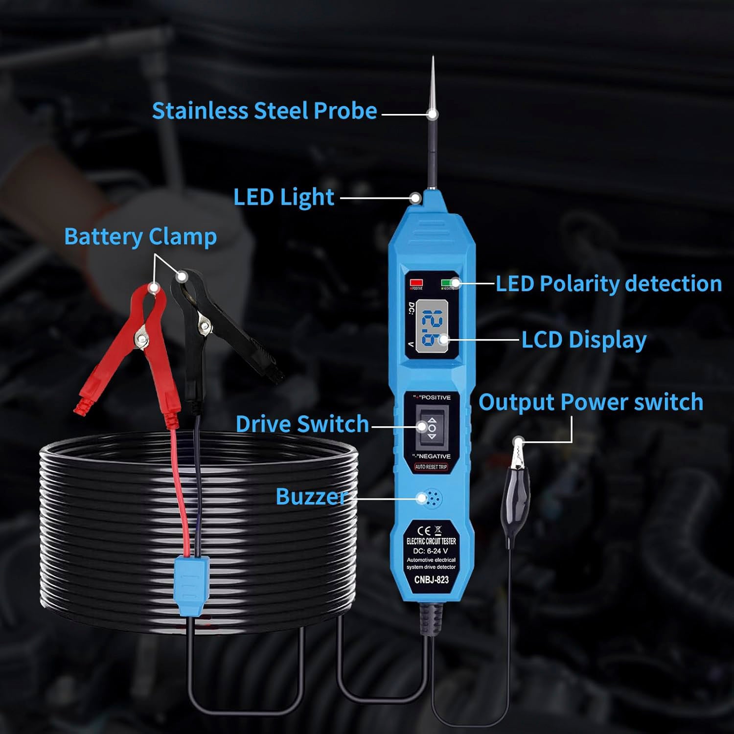 6V-24V DC Multifunctional Automotive Power Circuit Probe Tester with L ...