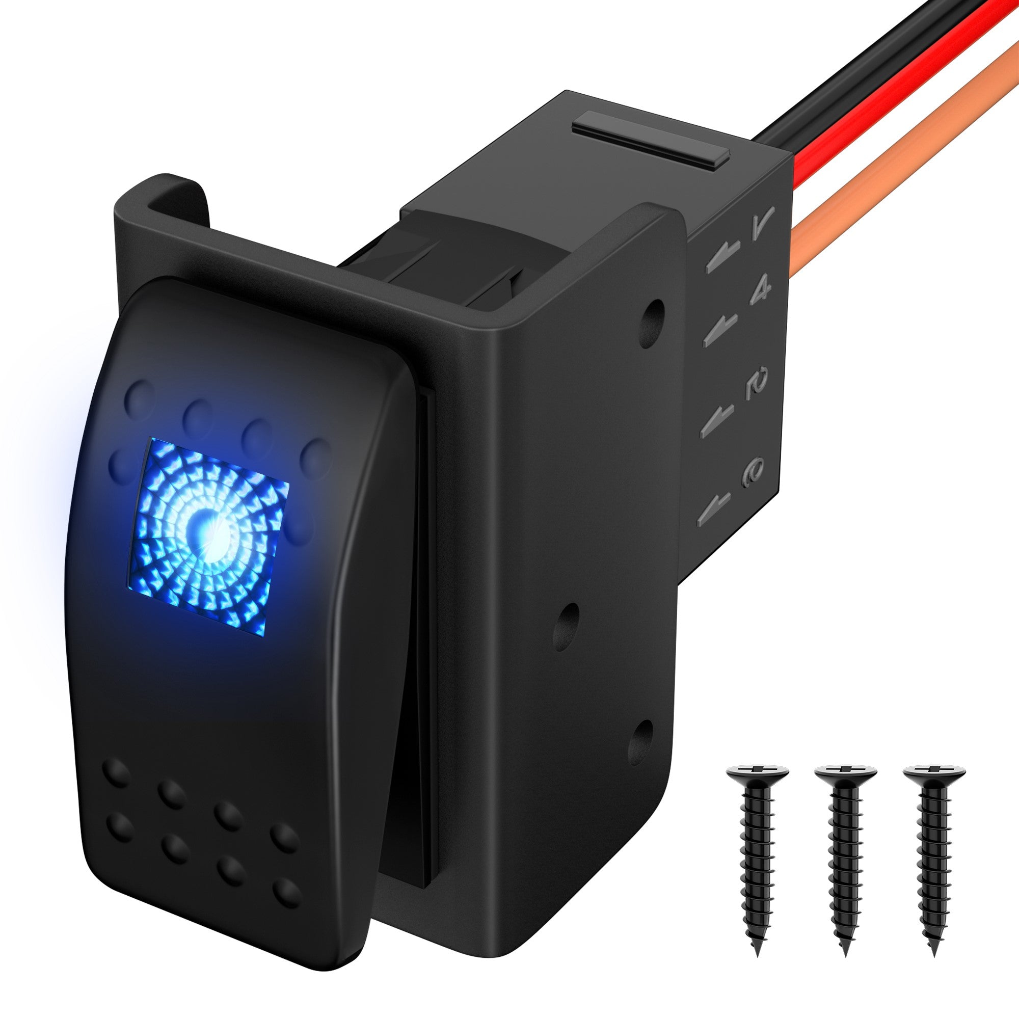 12V 3-Pins ON-OFF LED Marine Rocker Switch with Plate and Socket – DAIER