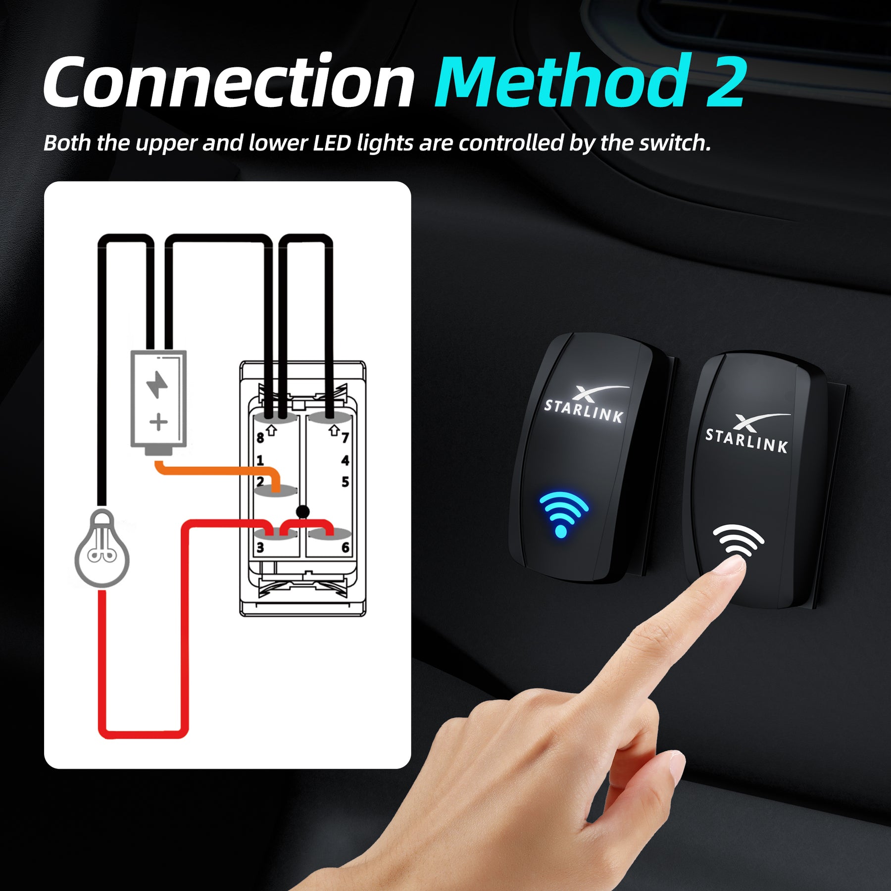 Starlink Symbol Rocker Switch - 5Pin Laser ON OFF with Jumper Wire Set ...