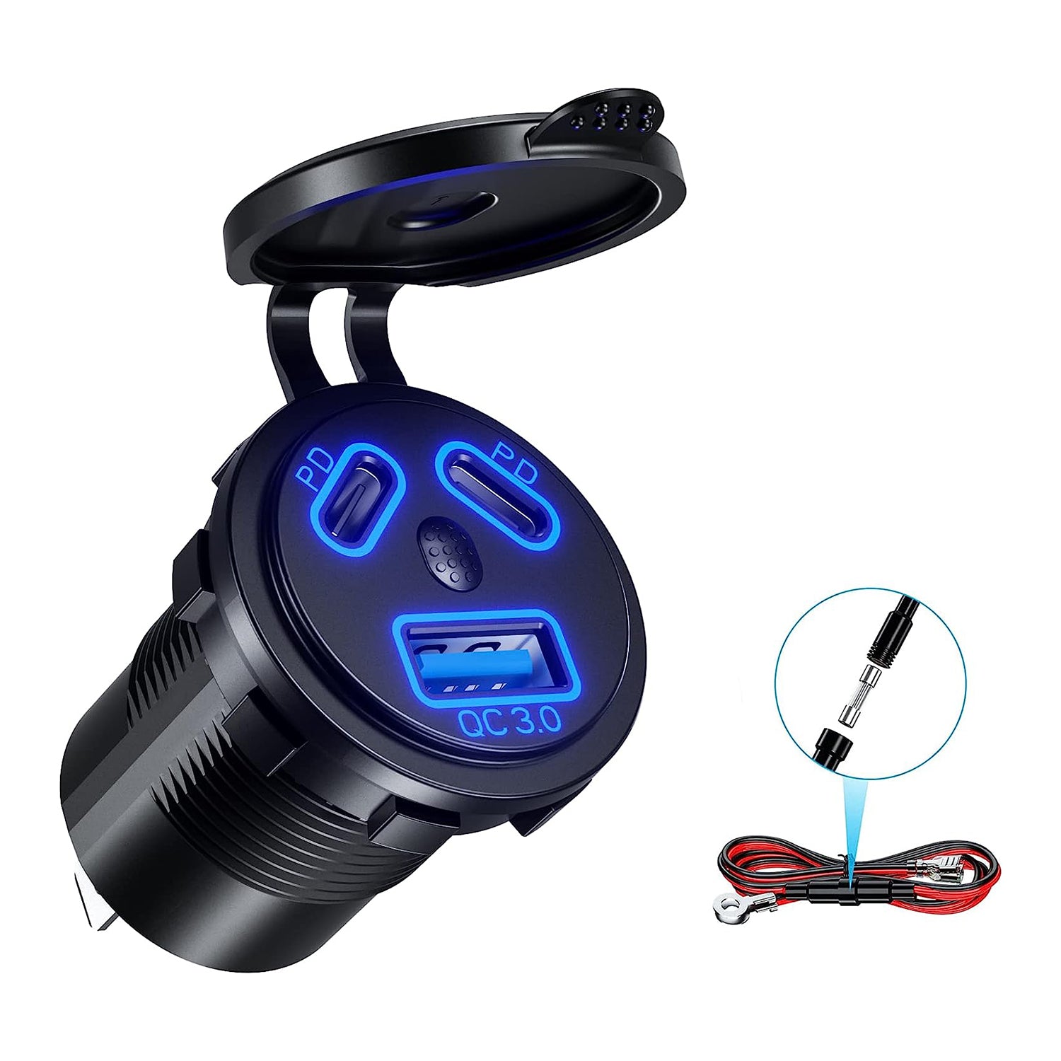 108W 12V USB Outlet with QC3.0 USB & Dual PD Type USB Charging Port – DAIER