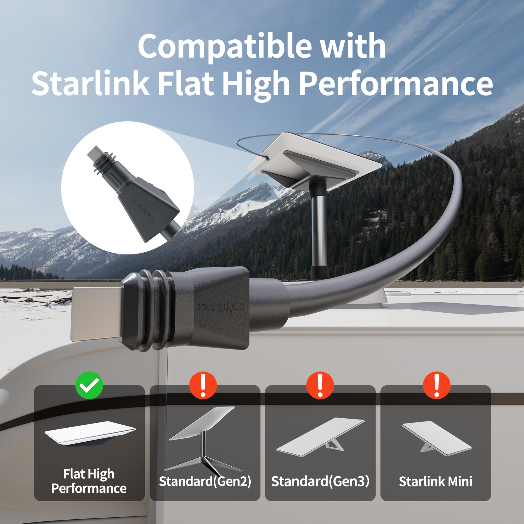 Starlink Flat High Performance Replacement Extension Cable - 10M/32.8F ...