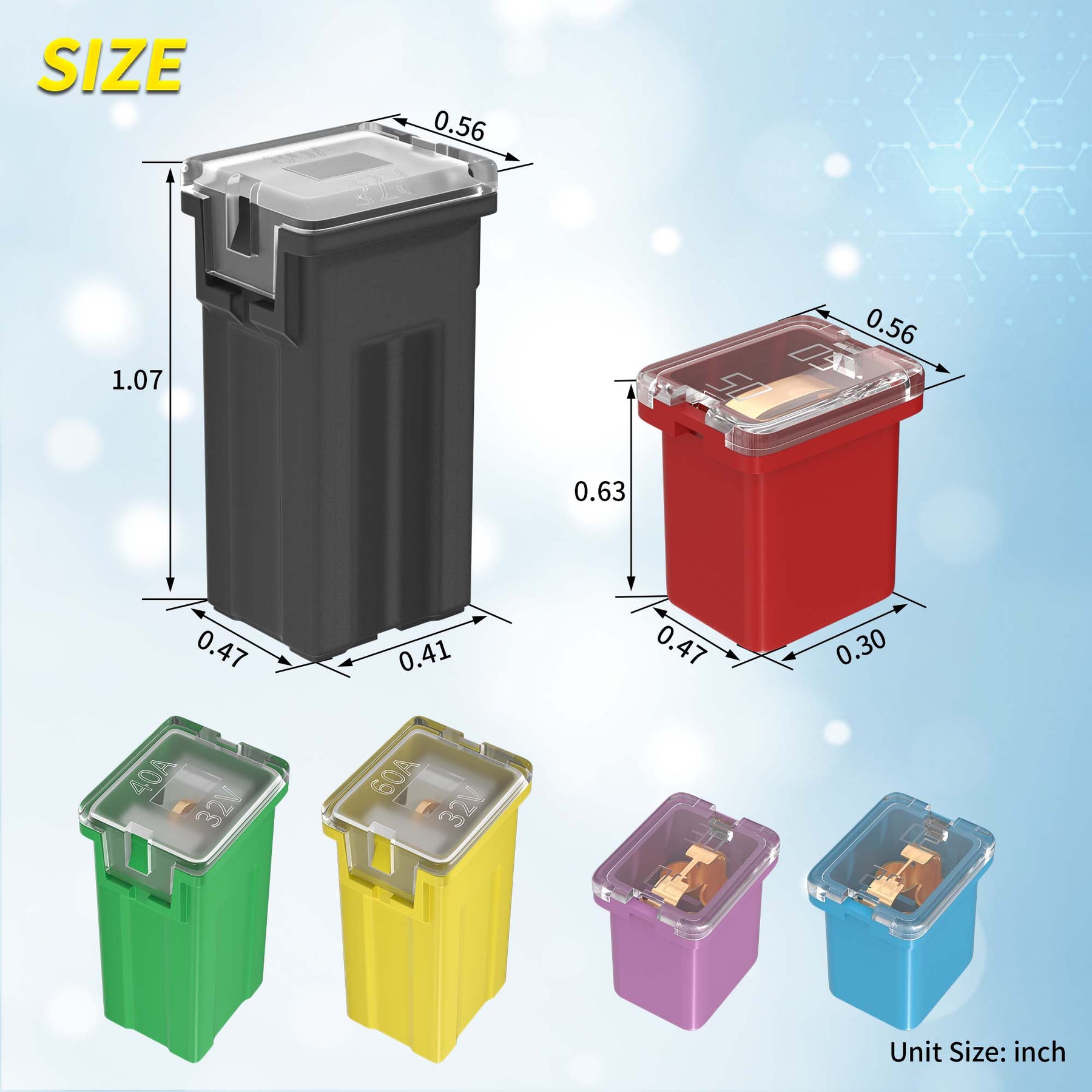 36PCS 20A-80A Low Profile and Tall Profile Jcase Box Fuses Assortment ...