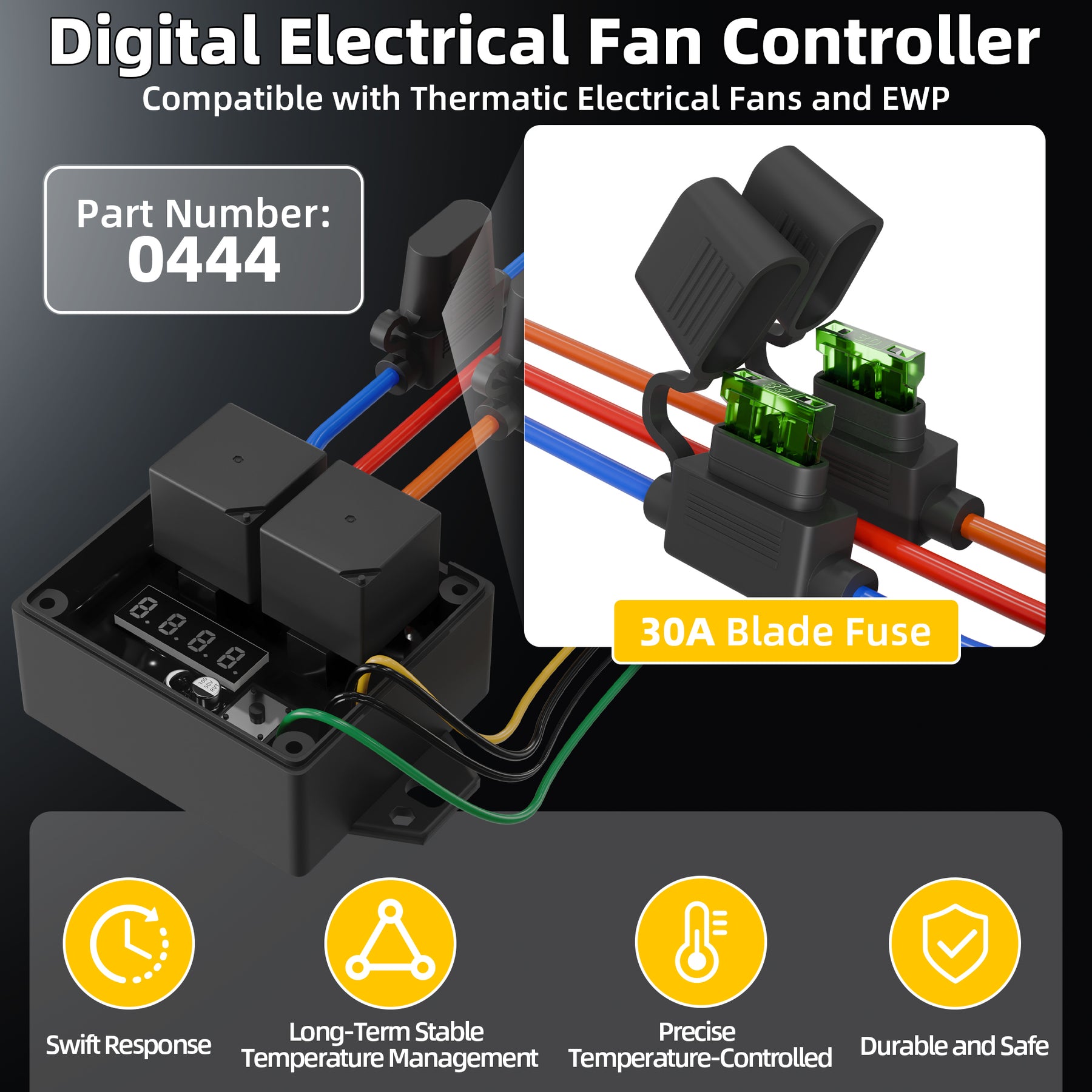 Digital Thermatic 1-2 Fan Controller Switch Kit for 12V/24V (Replaces ...