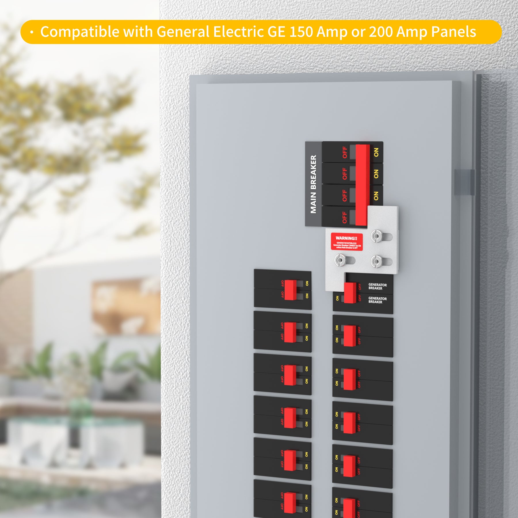 Generator Interlock Kit - General Electric GE 150/200A (GE-200A), 1-1 ...