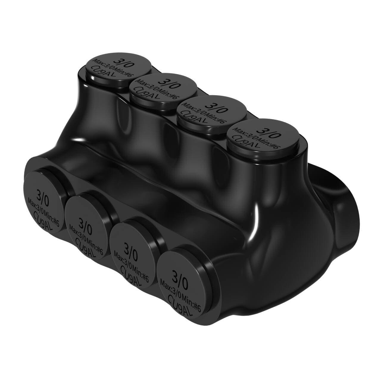 3/0 AWG - 6 AWG 4 Port Dual-Sided Entry Insulated Multi Tap Connector ...