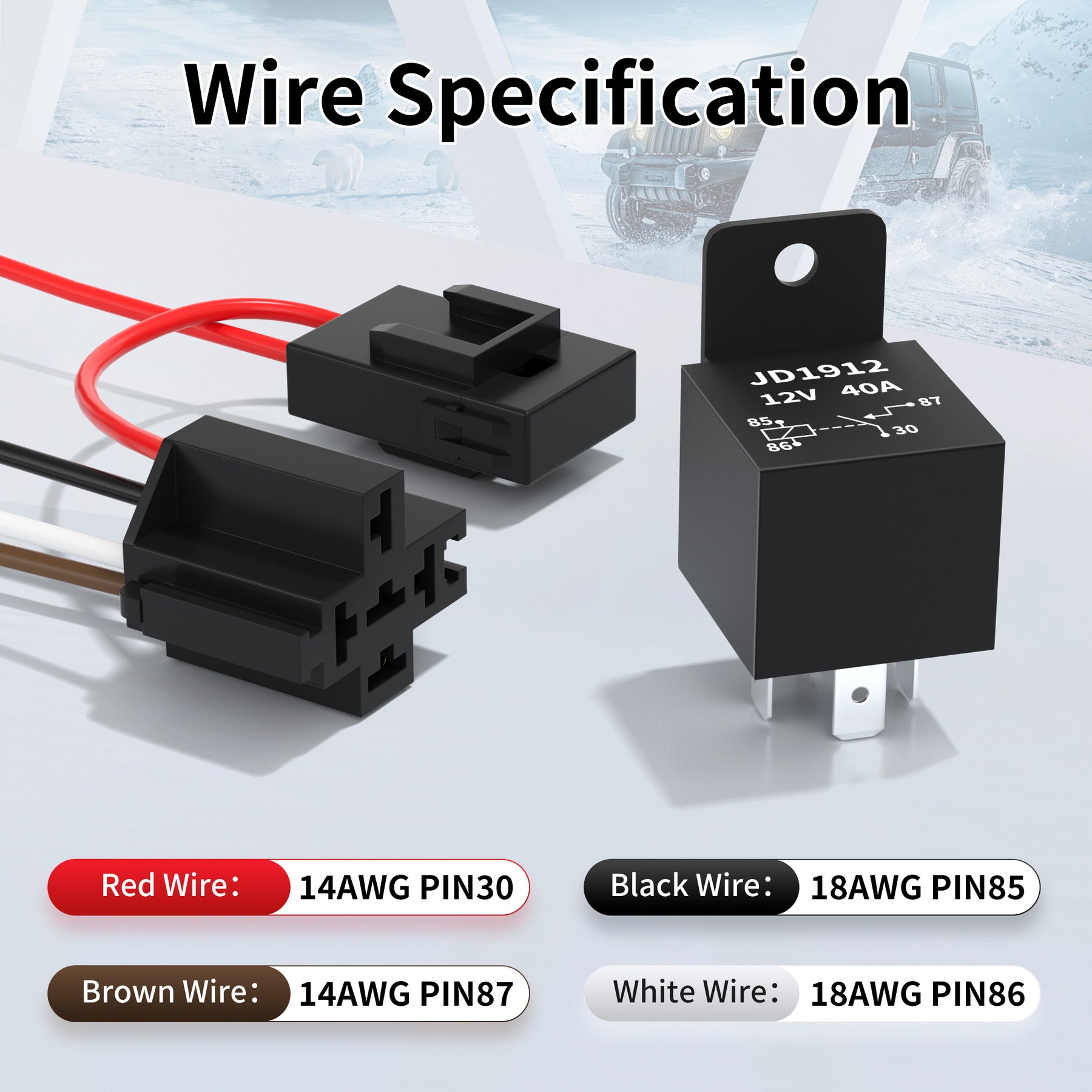 12V 40A Electric Cooling Fan Relay Wiring Harness Kit with Thermostat ...
