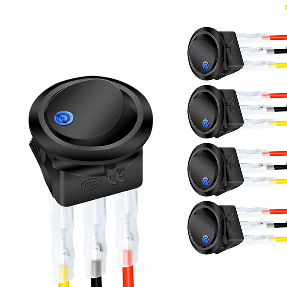 5PCS 12V 20A SPST ON-OFF Round LED Dot Lighted Rocker Switch – DAIER