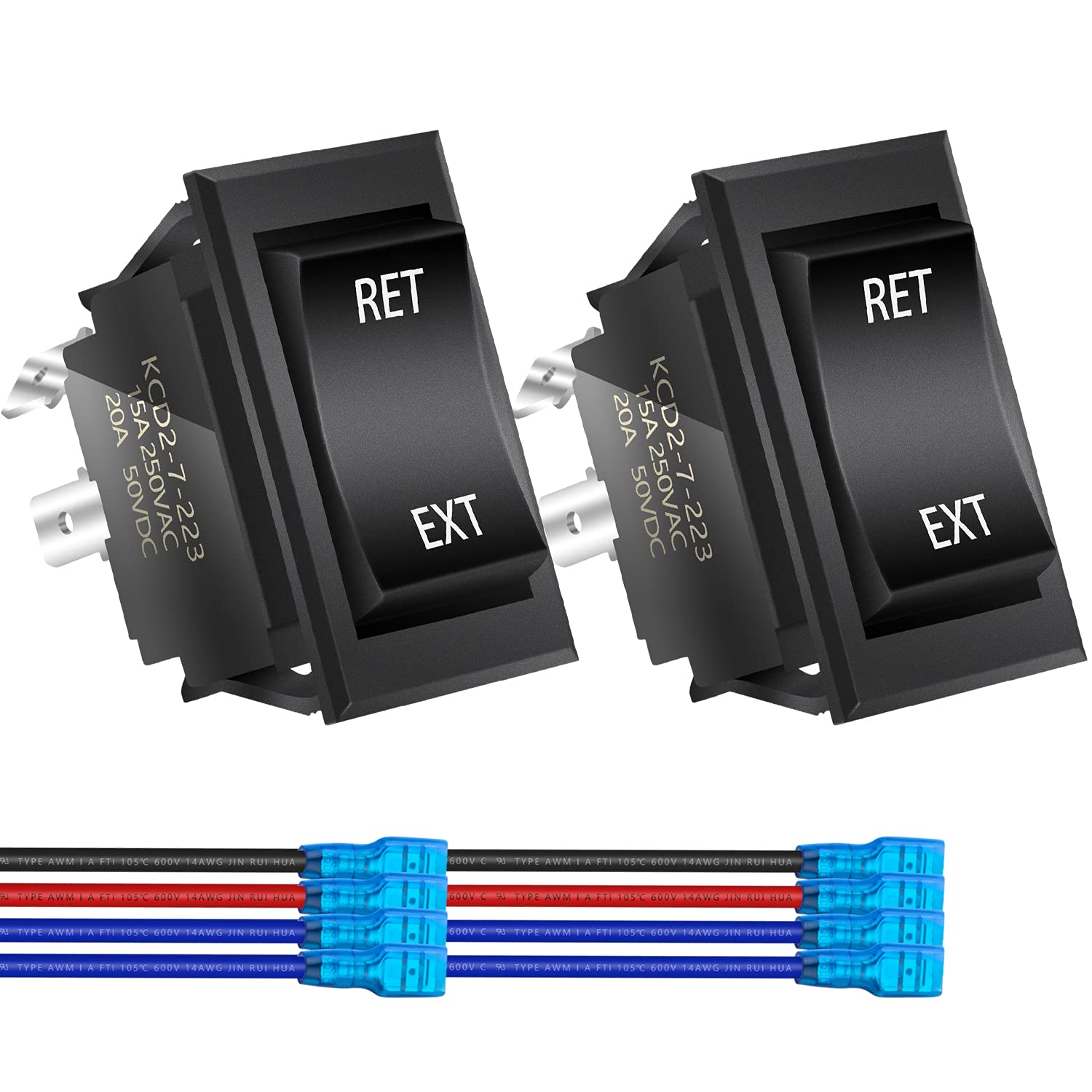2 Pcs 30A 12V DPDT Monentary Polarity Reverse Rocker Switch with Conne ...
