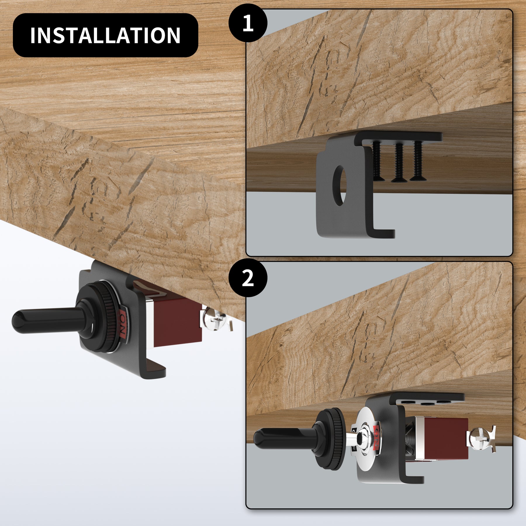 12mm SPST ON-OFF Toggle Switch with Mounting Bracket and Cover – DAIER