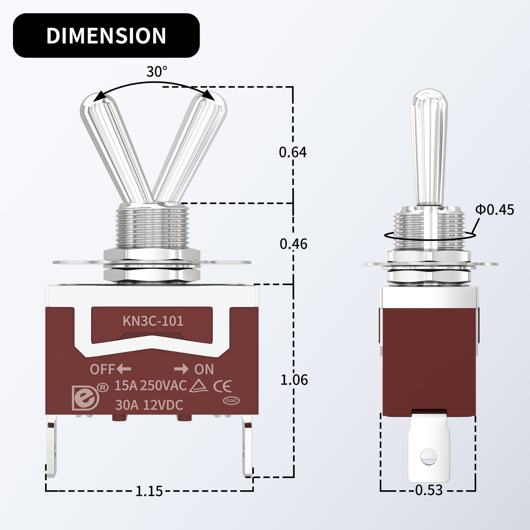 30A 12Volt Heavy Duty ON OFF SPST 2 Pin Toggle Switch with Boot Cover ...