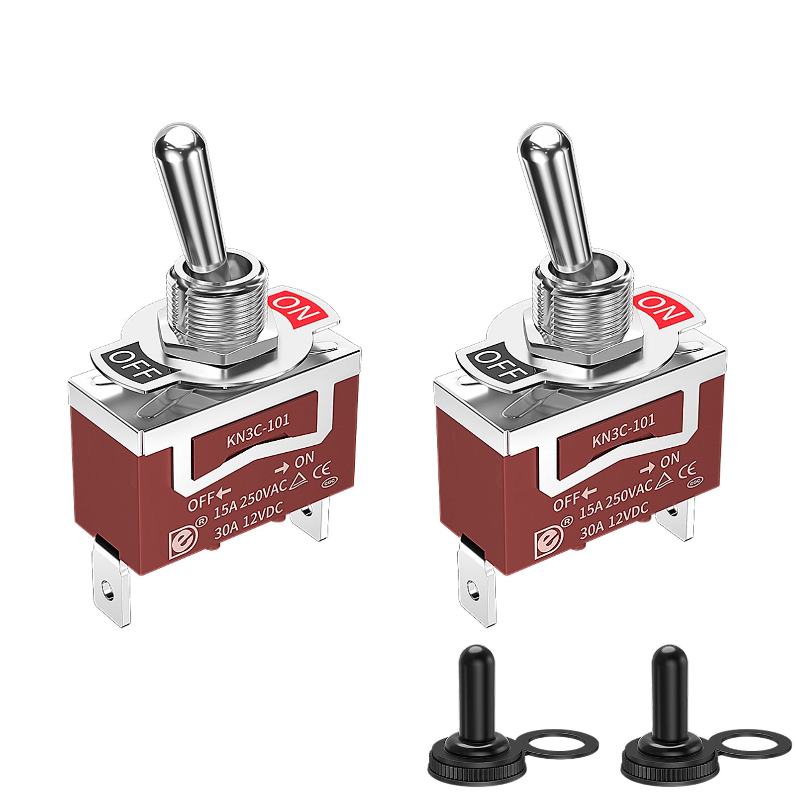 30A 12Volt Heavy Duty ON OFF SPST 2 Pin Toggle Switch with Boot Cover ...