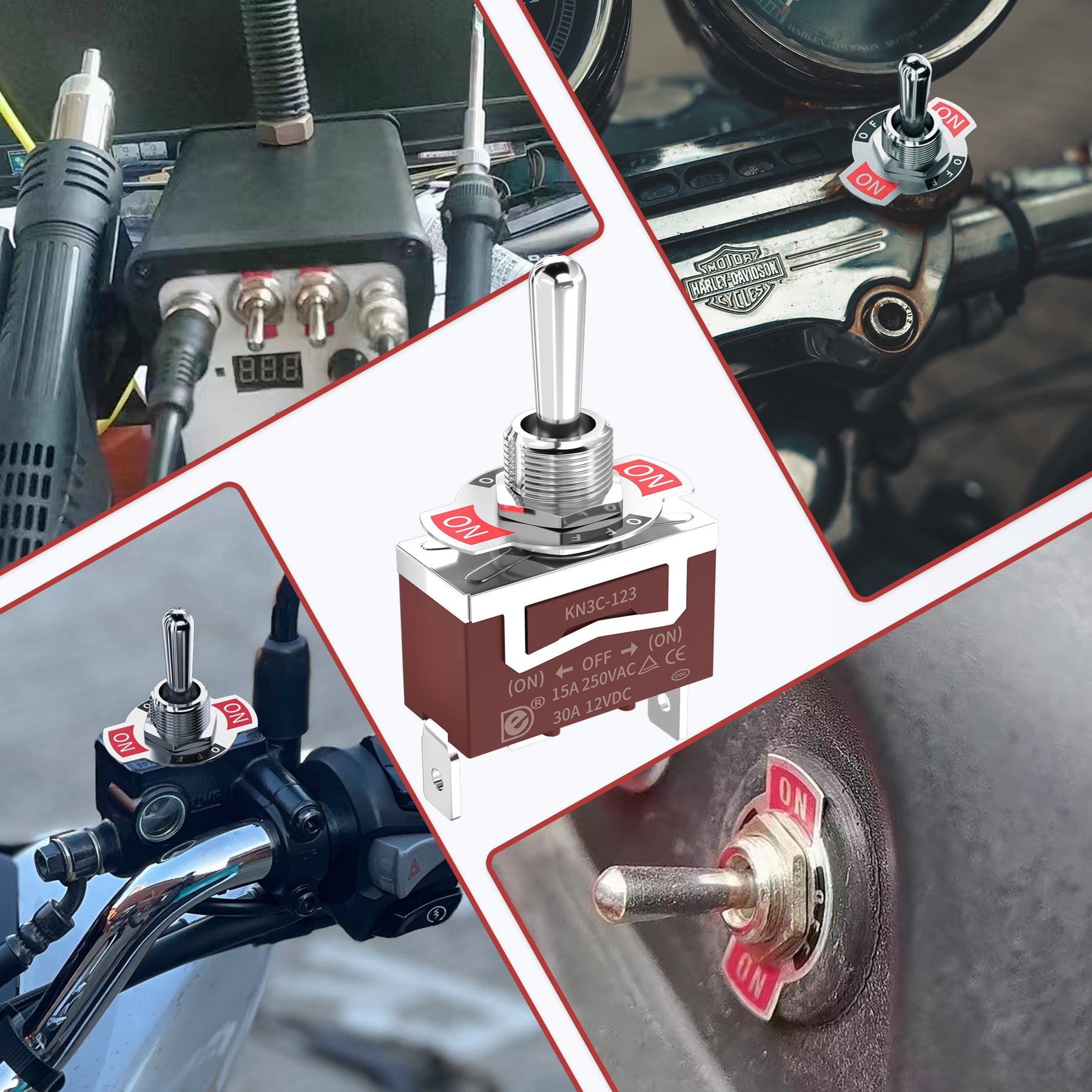 30A 12V DC Momentary SPDT (ON)-OFF-(ON) Toggle Switch for Automotive ...