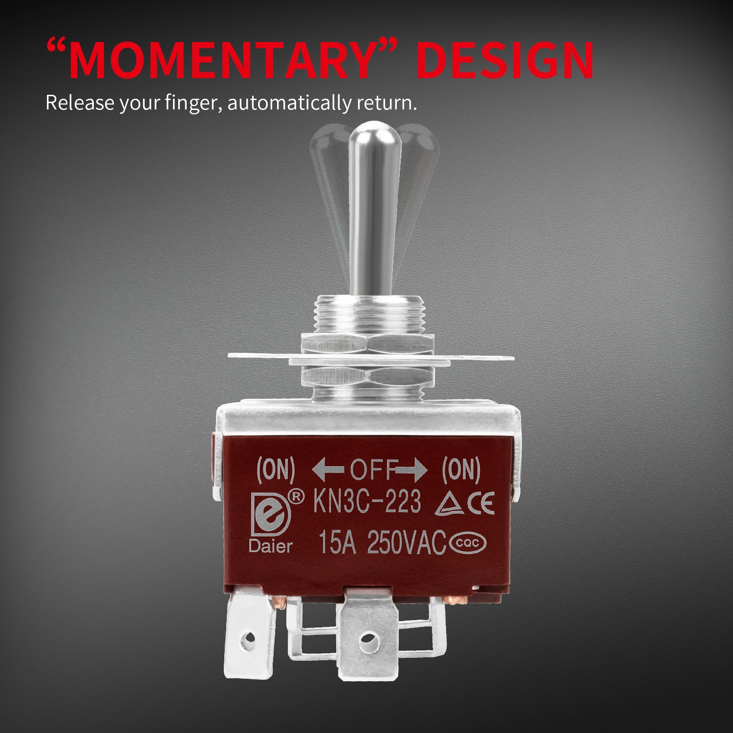 30A 12VDC / 15A 250VAC DPDT Momentary Reverse Polarity Toggle Switch w – DAIER