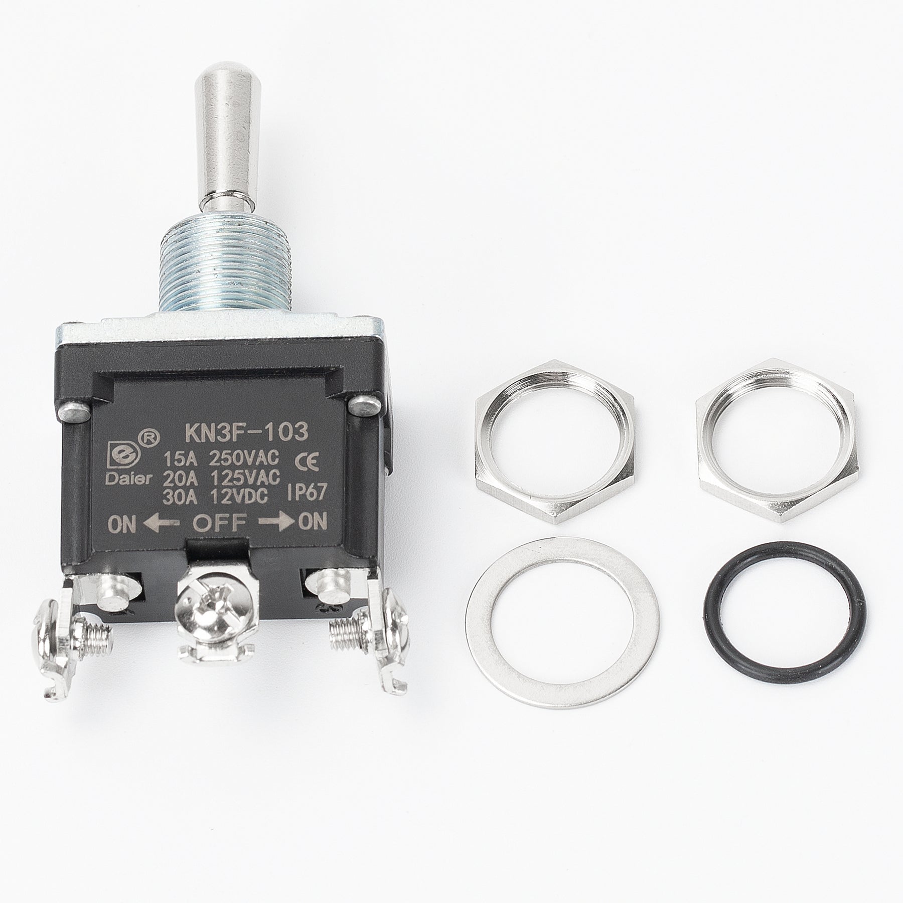 IP67 30A 12V SPDT ON-OFF-ON 3 Pin Waterproof Toggle Switch – DAIER