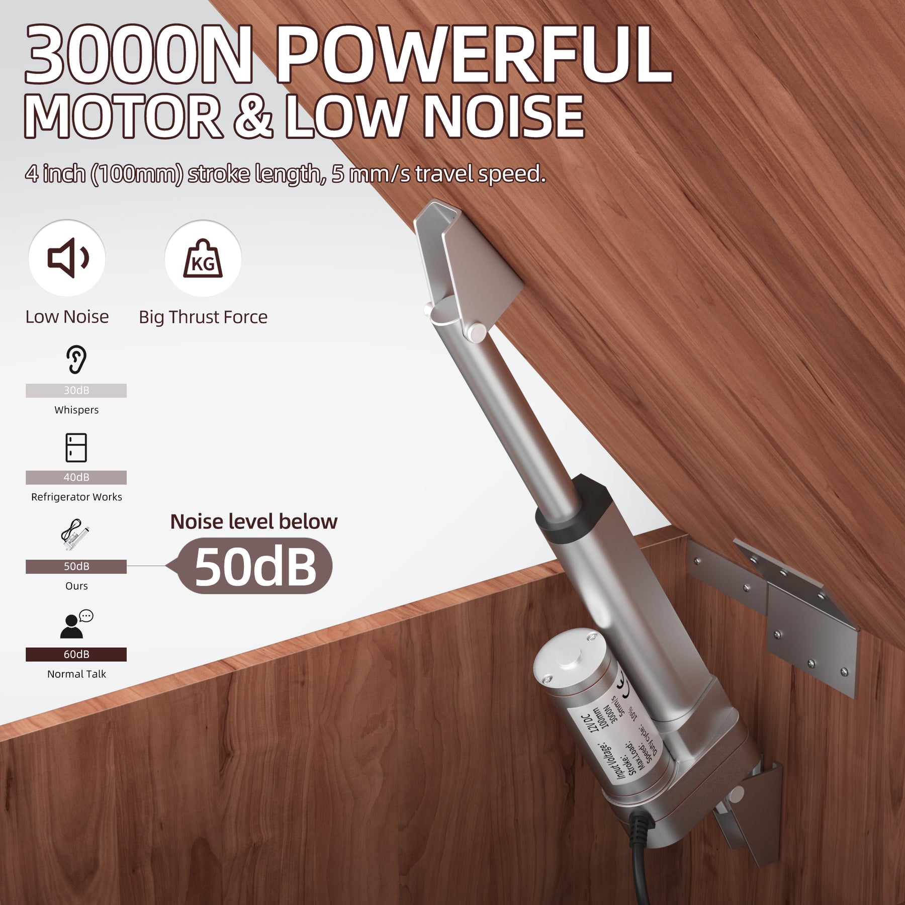 4"/100mm Stroke 3000N/600lbs 12V DC Electric Linear Actuator Kit – DAIER