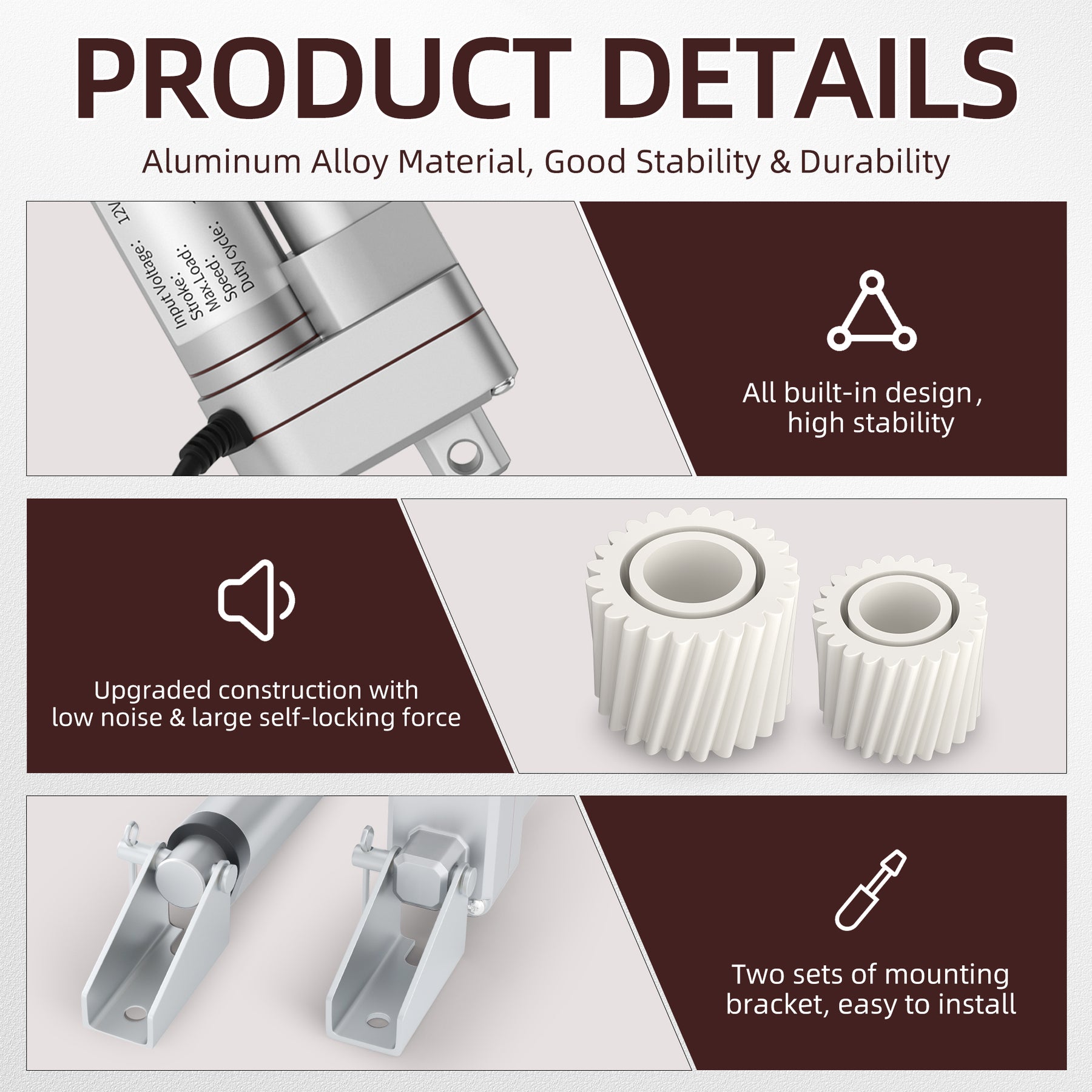 3000N 660lbs 6"/150mm Stroke 12V Electric Linear Actuator with Reverse ...