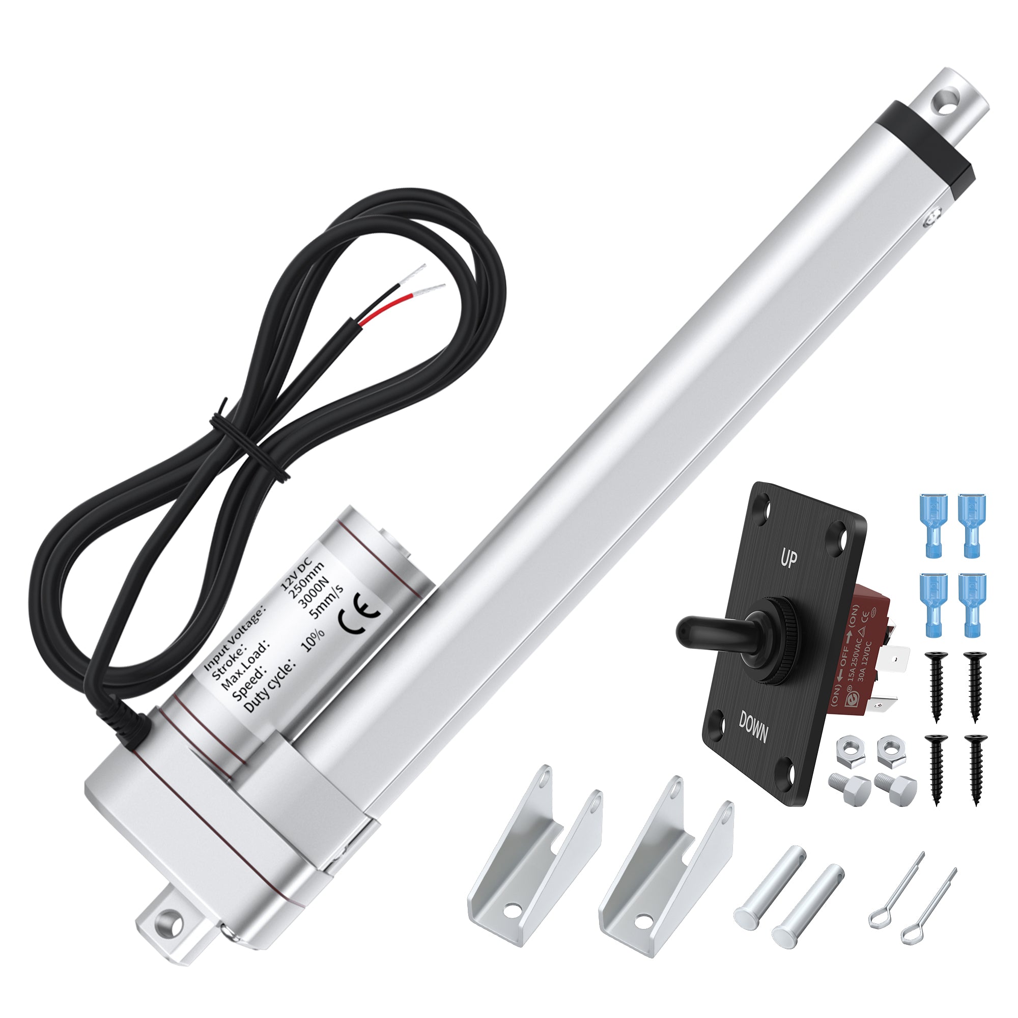 10"/250mm Stroke 3000N/600lbs 12 Volt Linear Actuator Motor Kit – DAIER
