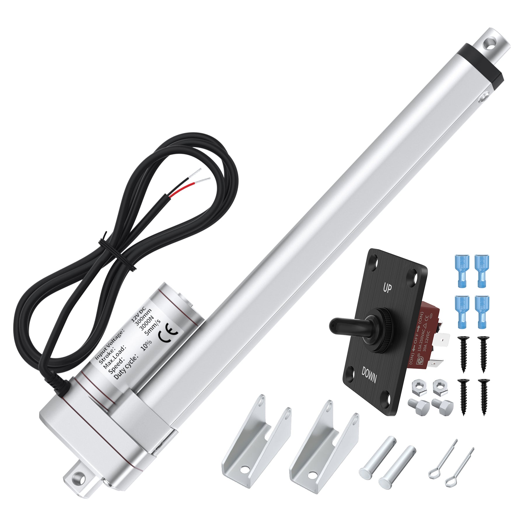 12"/300mm Stroke 3000N/600lbs Linear Actuator 12V Complete Kit – DAIER