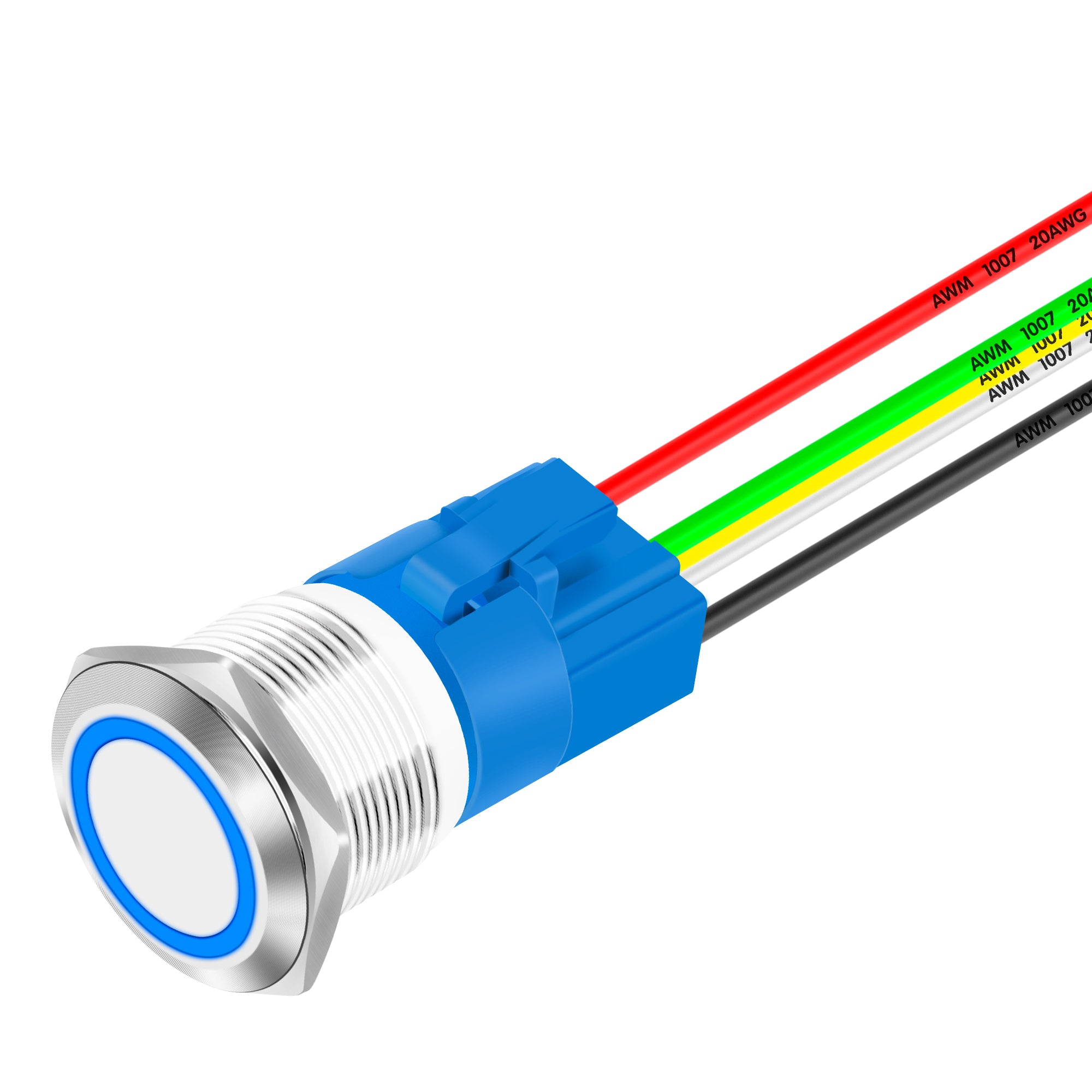 22mm Latching or Momentary 24V Ring LED Illuminated Pushbutton – DAIER