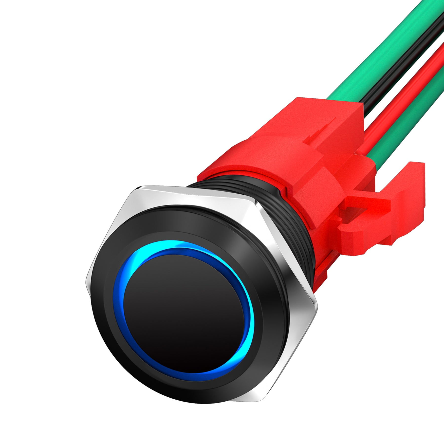 16mm 20A 12V High Head Latching Metal Push Button Switch w/ Ring LED ...