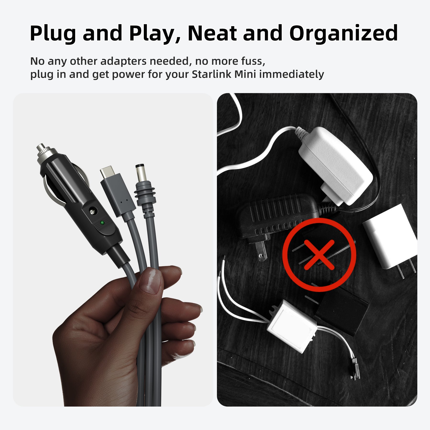 Starlink Mini Versatile 3-in-1 DC Power Cable Replacement - 9.8FT/16.4 ...