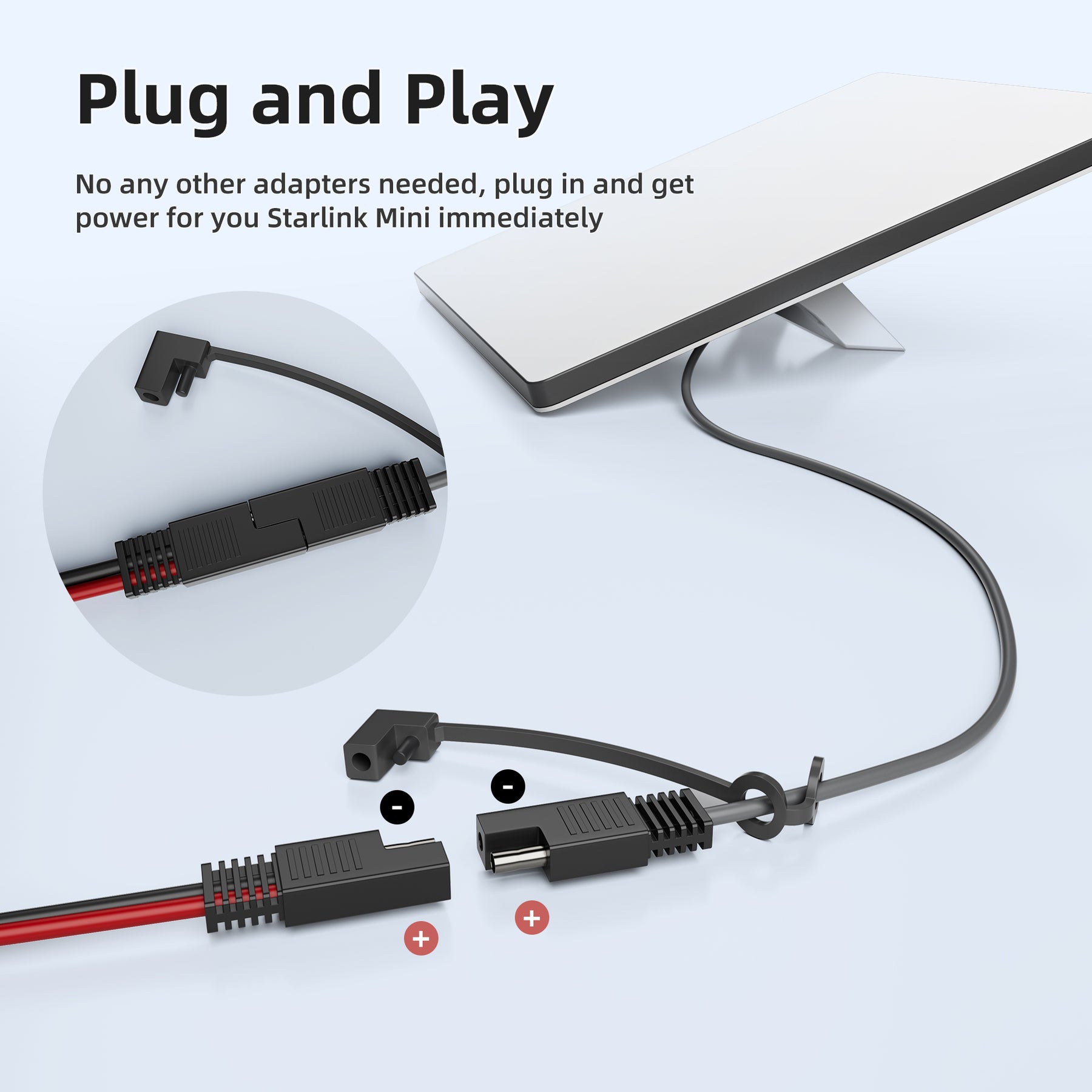 Starlink Mini SAE to DC Plug Adapter Power Cable – 18AWG – 3.28FT/1M ...