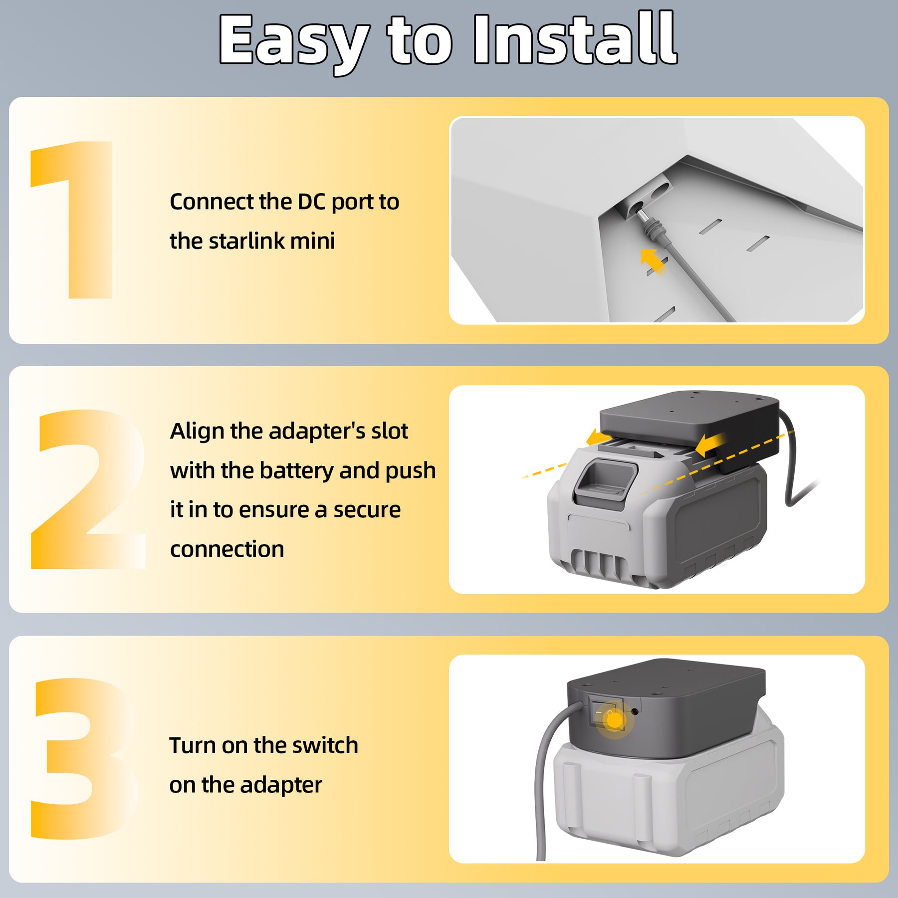 Starlink Mini DC Power Cable with Makita 18V Battery Adapter - 3.28FT ...