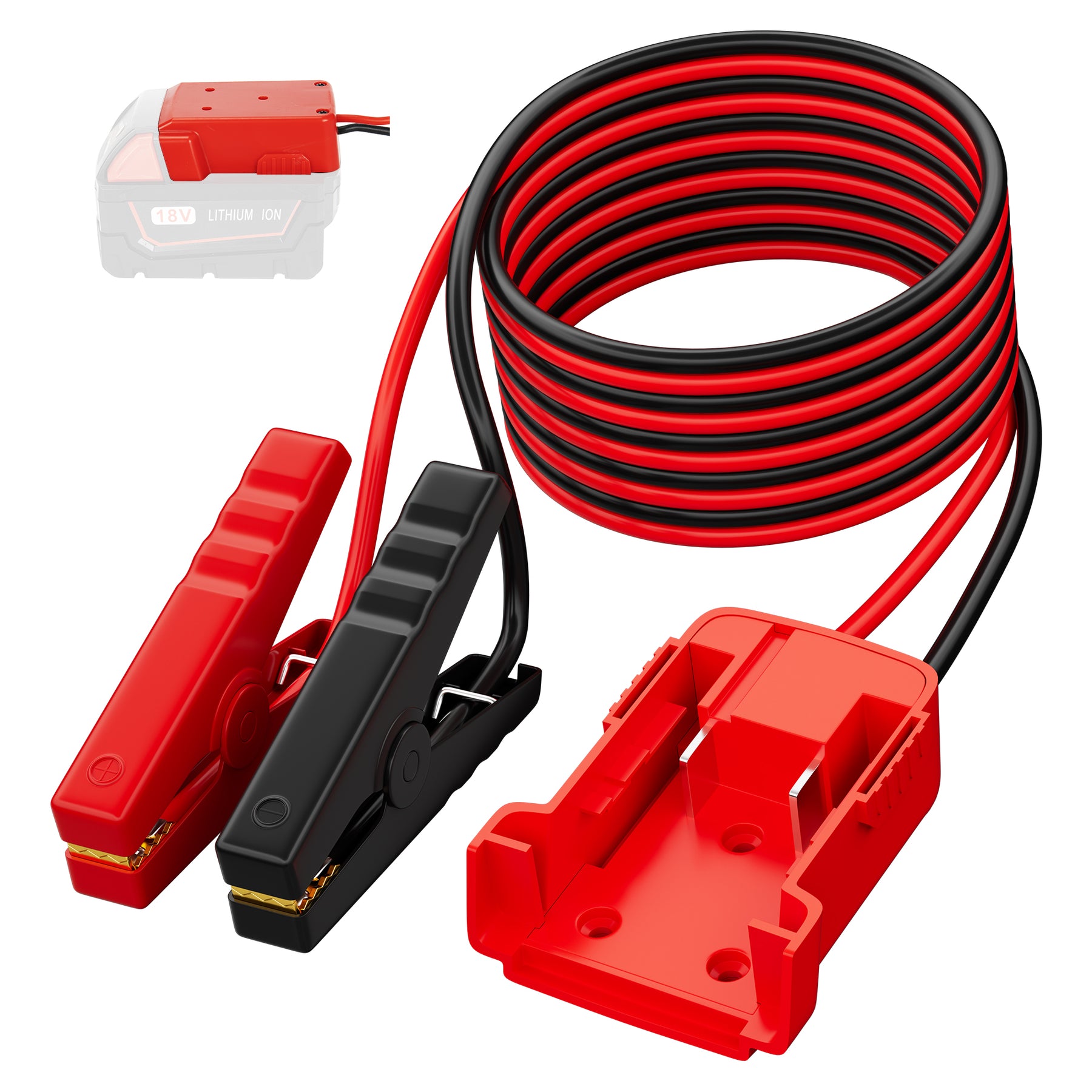 Milwaukee M18 Battery Adapter for Car Jump Starter | 2FT 8AWG or 6FT 1 ...