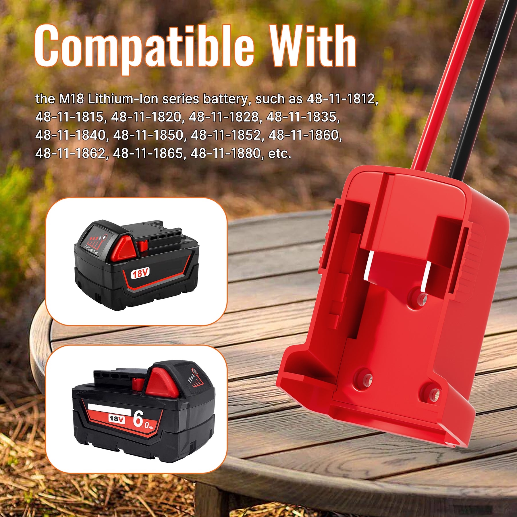 Milwaukee M18 Battery Adapter with 6FT Jumper Cables for Power Wheel ...